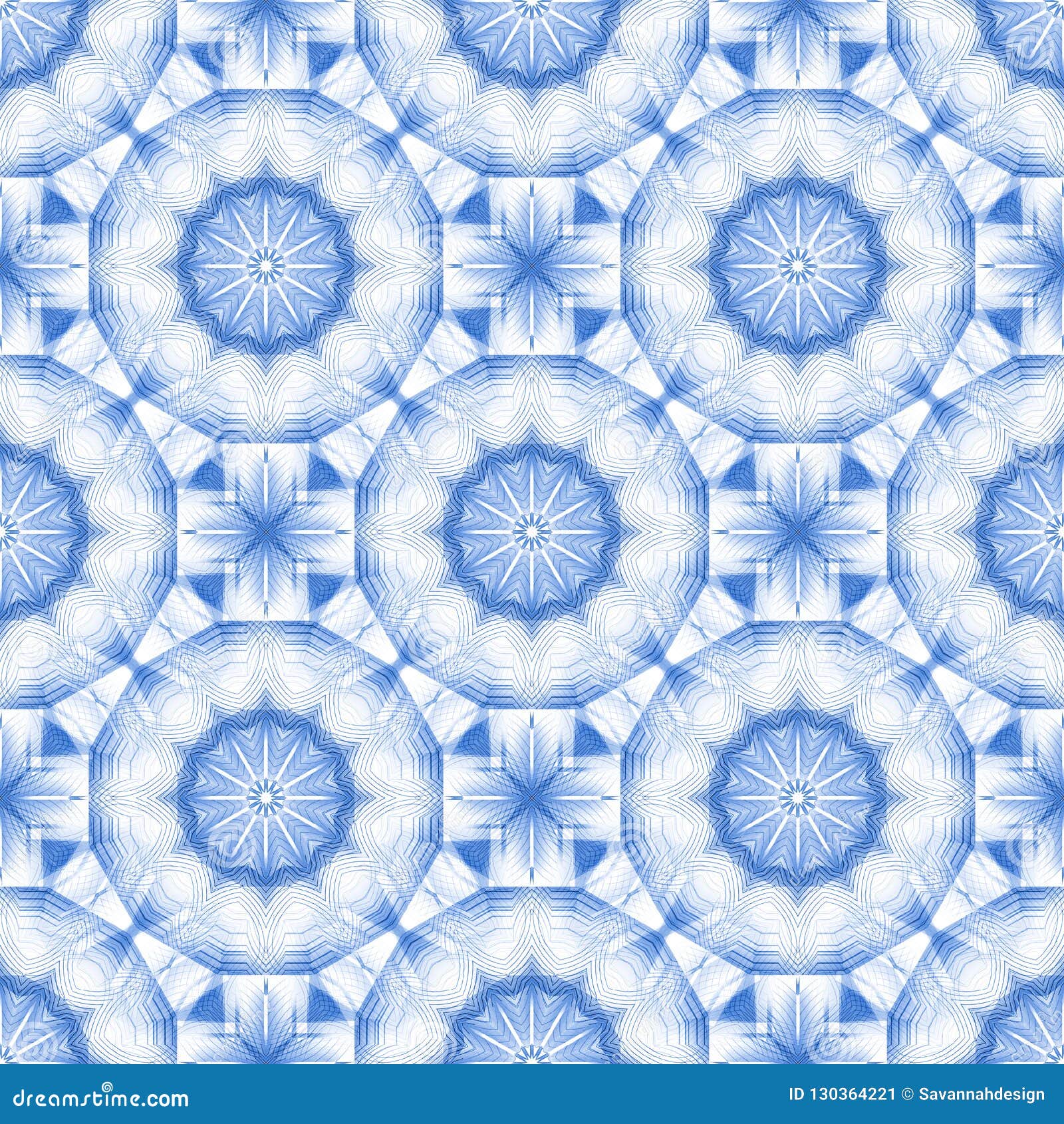 Regular Round Star Pattern White and Blue Seamless and Delicate. Stock ...