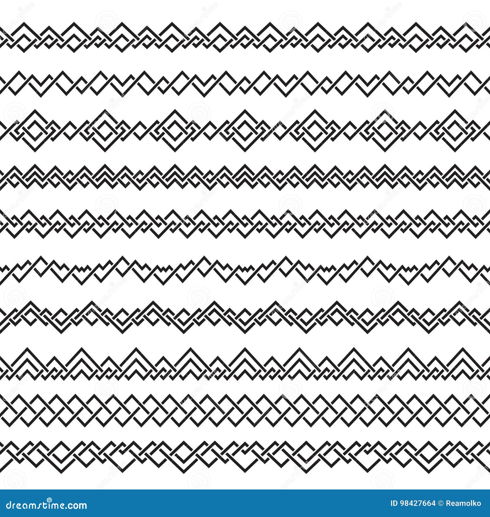 Abstract Geometric Seamless Borders Vector Set. Stock Vector ...