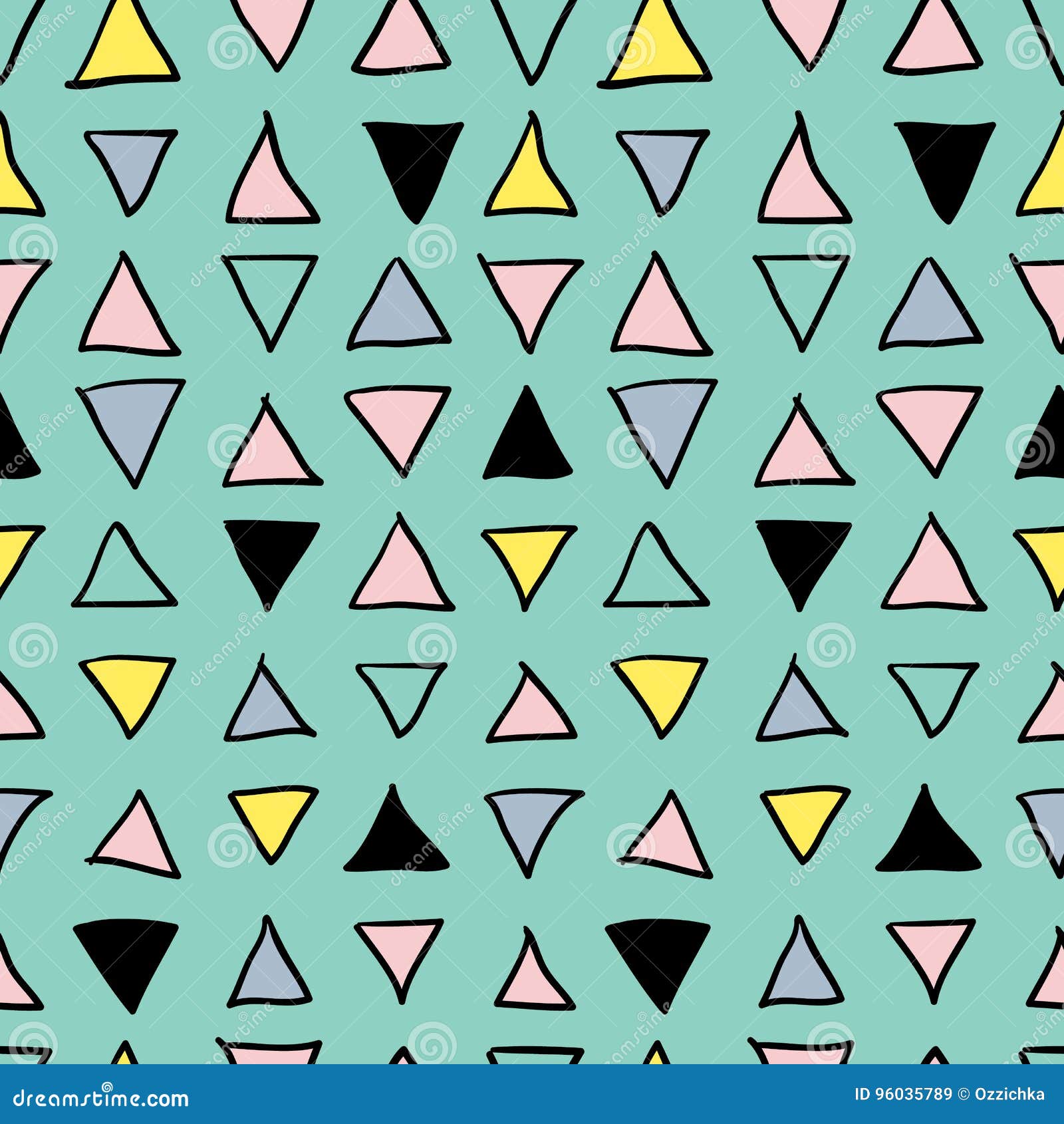 Abstract Geometric Seamless Hand Drawn Pattern. Modern Free Hand ...