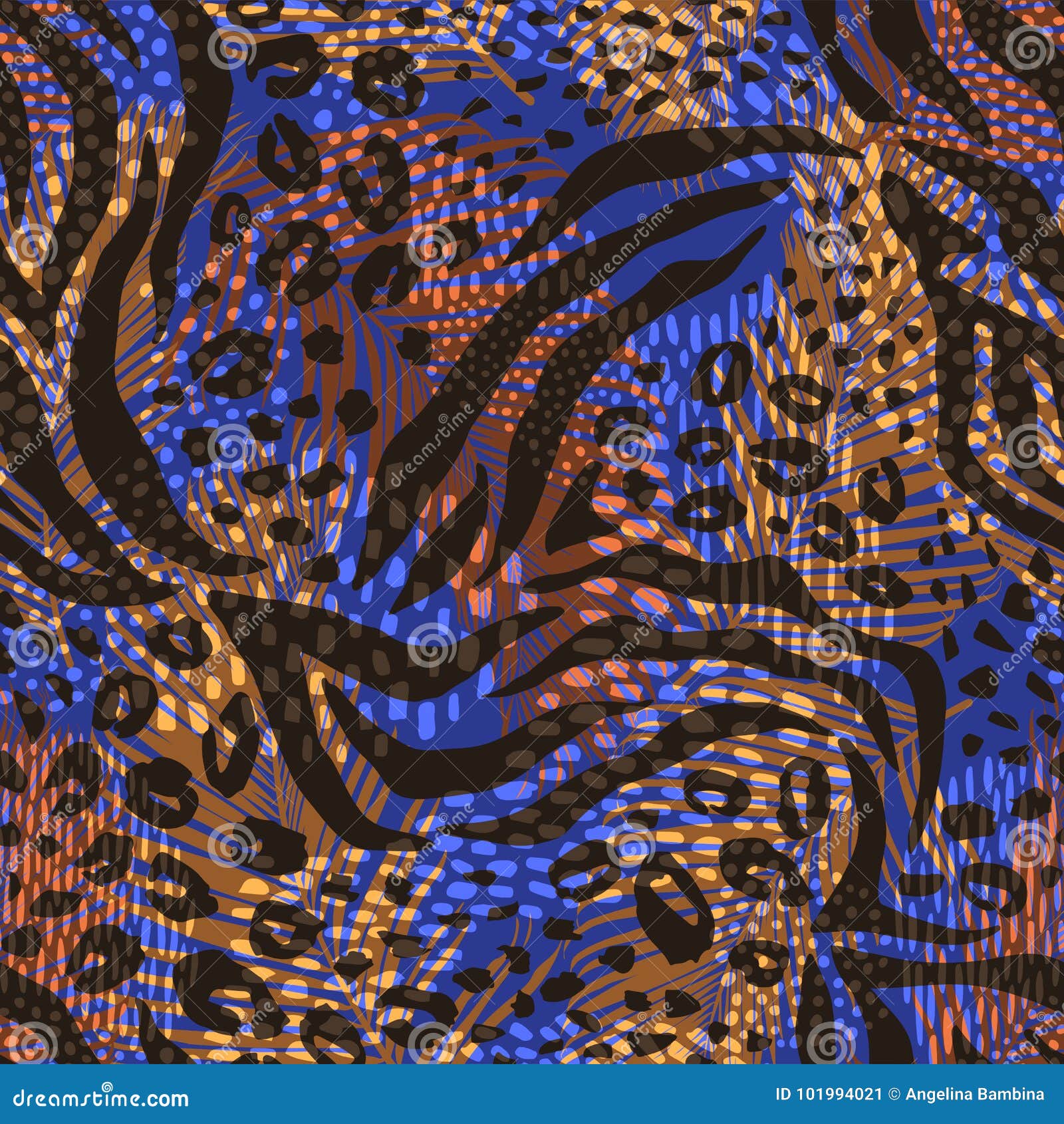 Abstract Geometric Seamless Pattern with Animal Print. Stock Vector ...