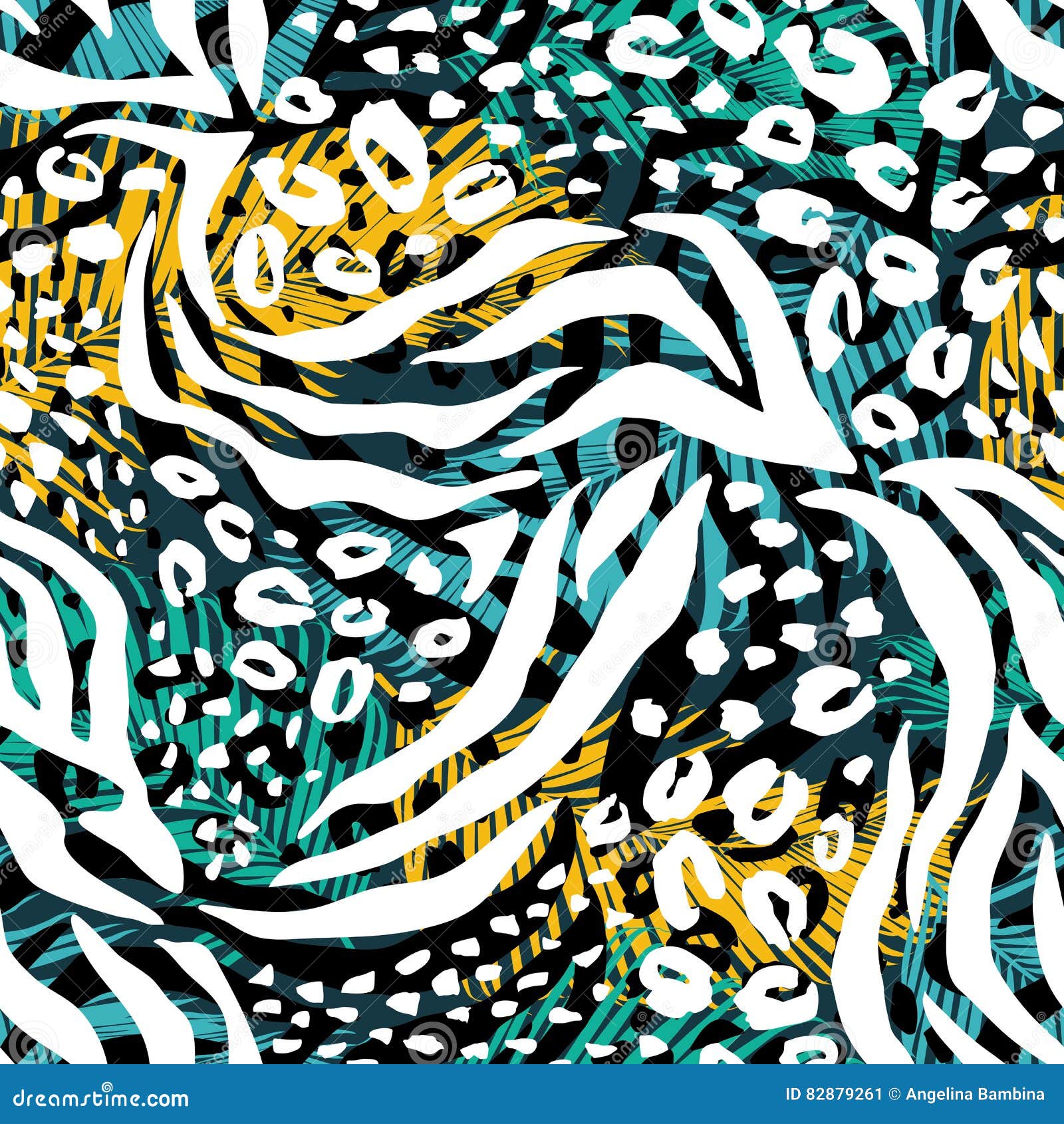 Abstract Geometric Seamless Pattern with Animal Print. Stock Vector ...