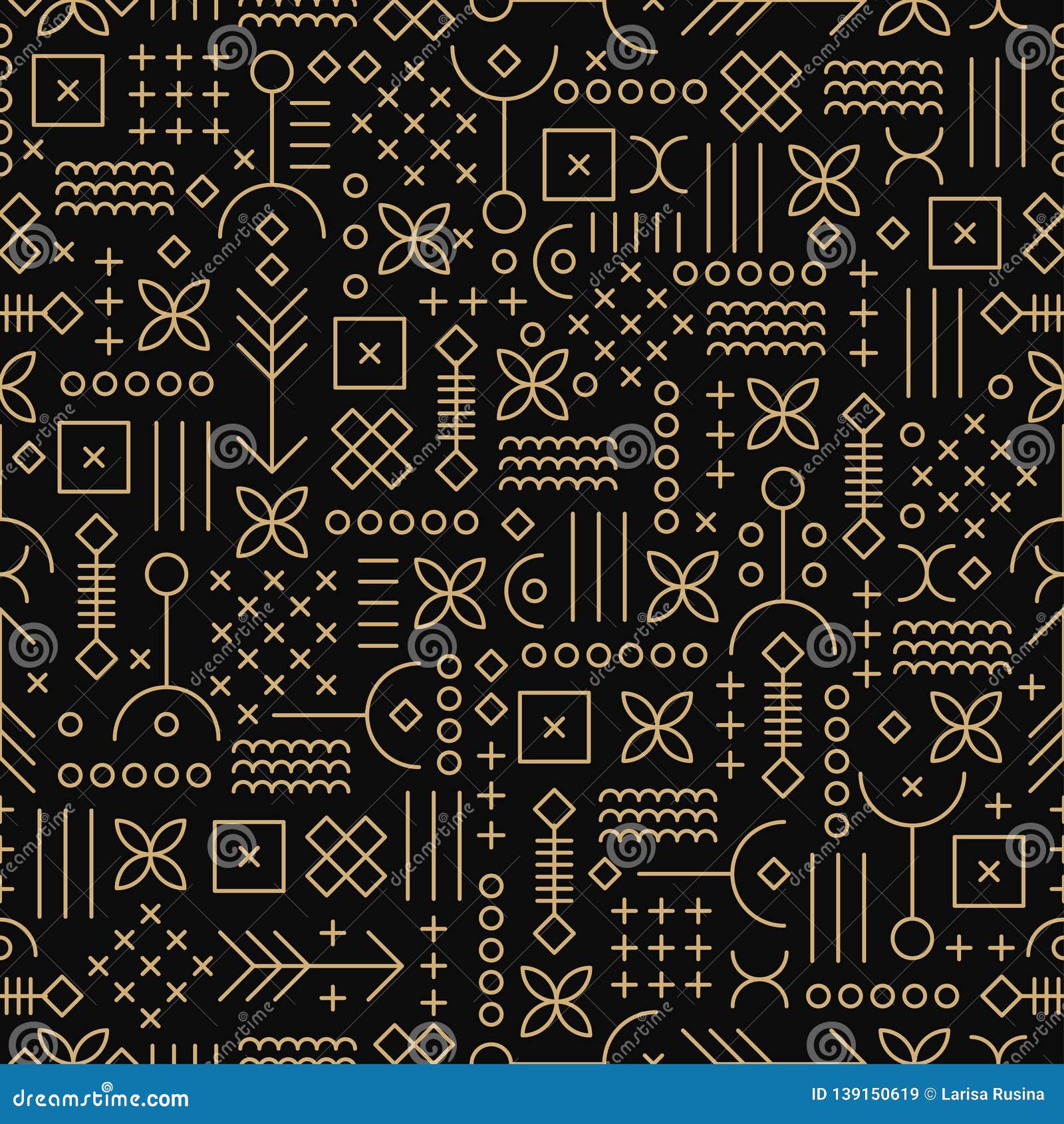 Abstract Geometric Seamless Pattern. Black and Gold Texture. Stock ...