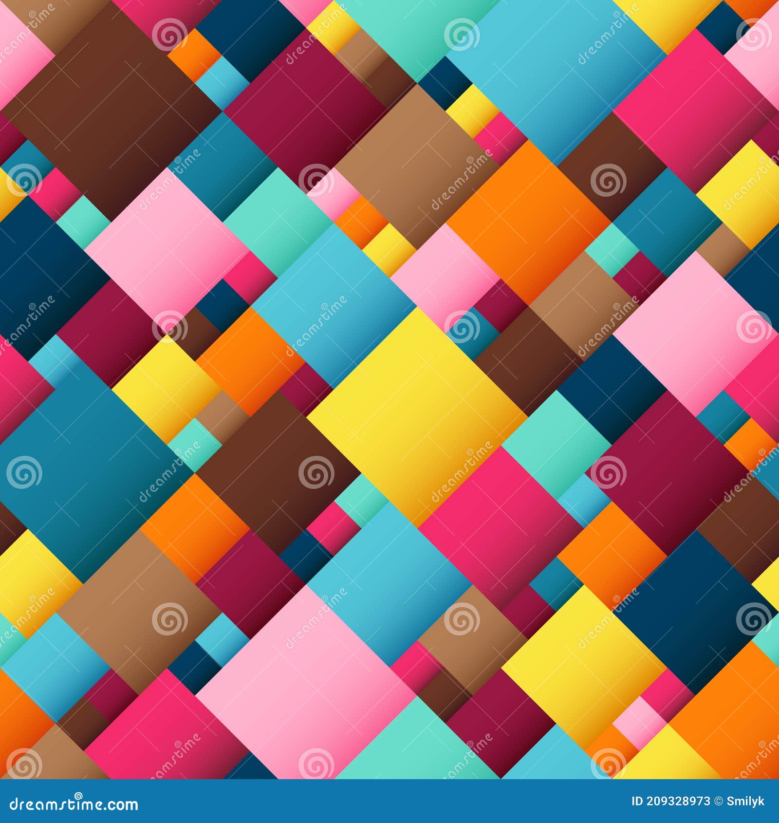 Abstract Geometric Seamless Pattern of Blue, Brown, Orange, Pink ...