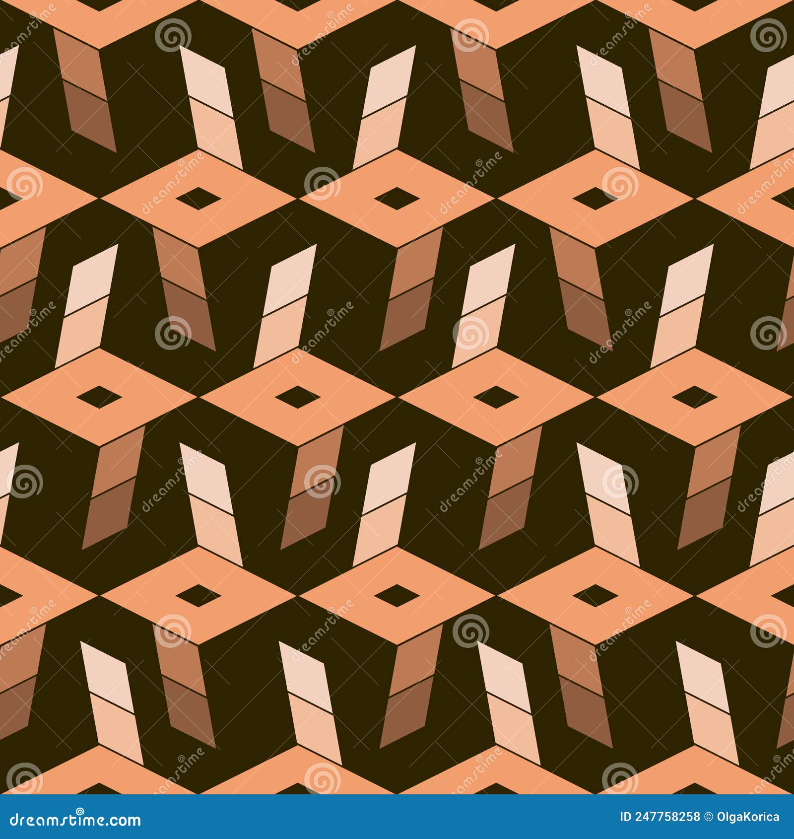 Abstract Geometric Seamless Pattern Brown Beige Color Stock Vector ...