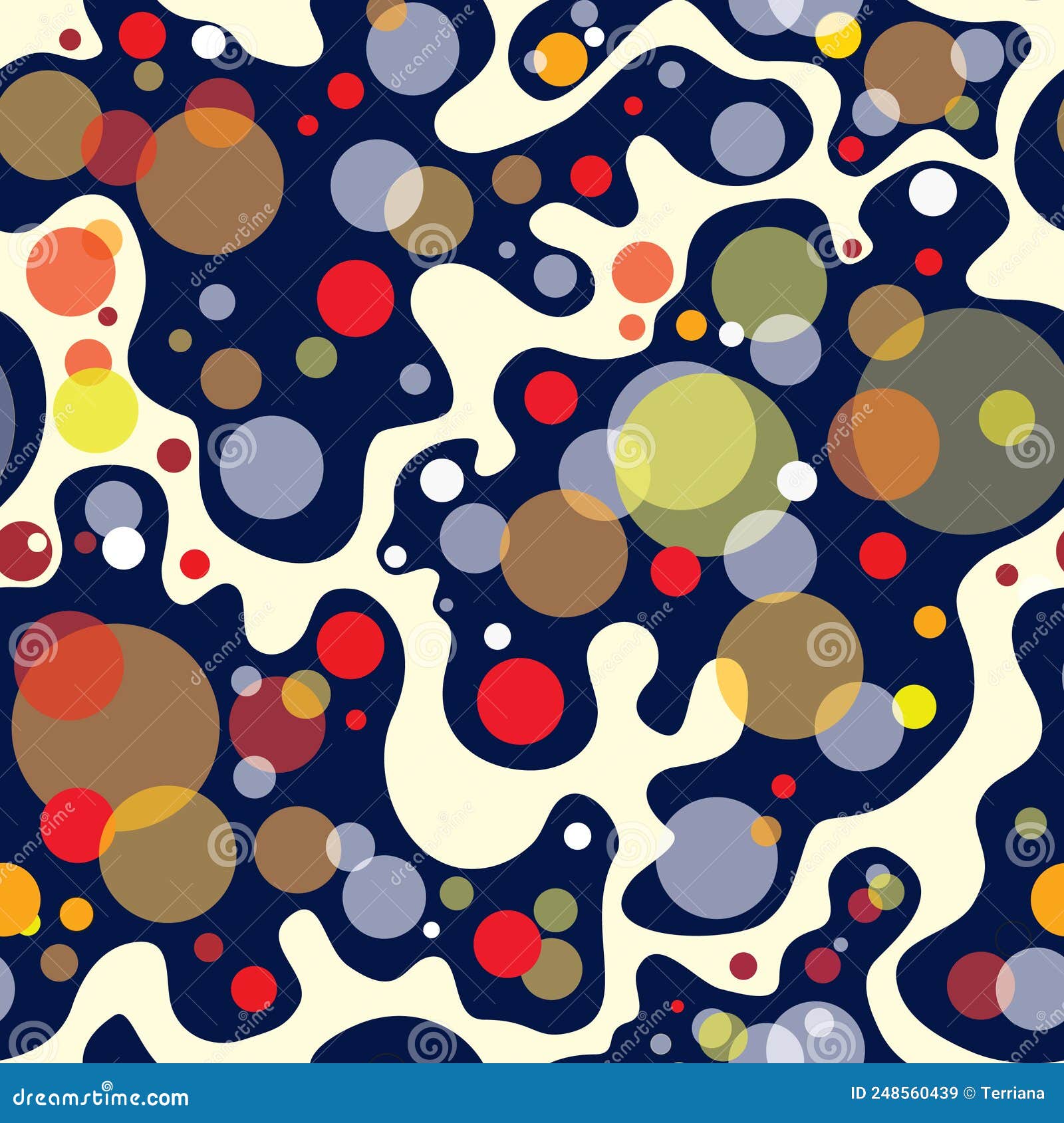 Flowing Bubbles Abstract Seamless Pattern. Geometric Background ...