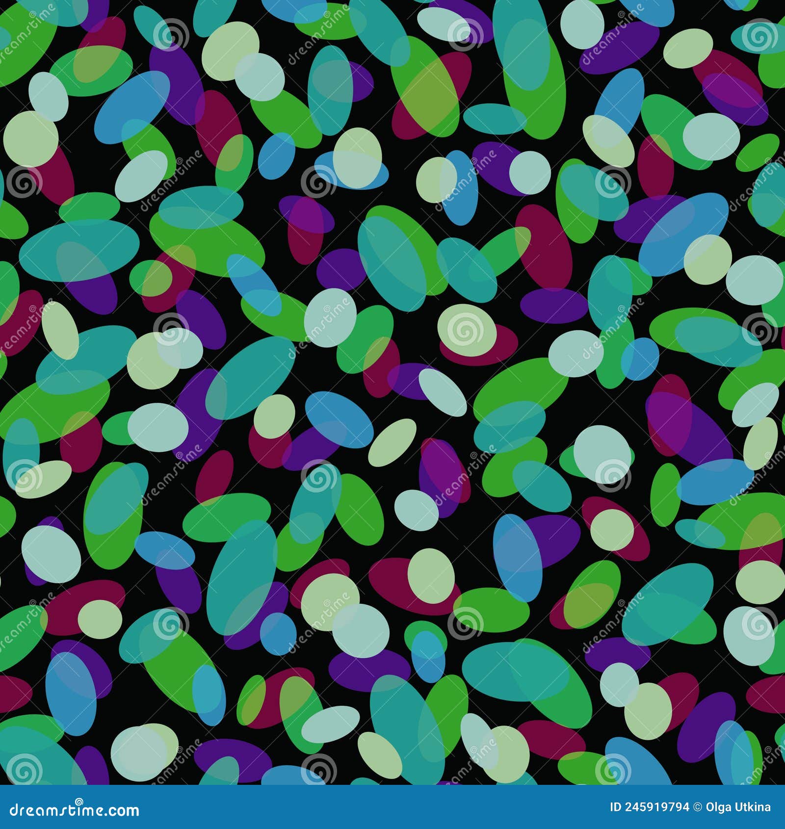 Abstract Geometric Seamless Pattern with Colorful Ovals on a Black ...