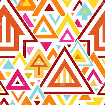Abstract Geometric Seamless Pattern with Colorful Triangles and Lines ...