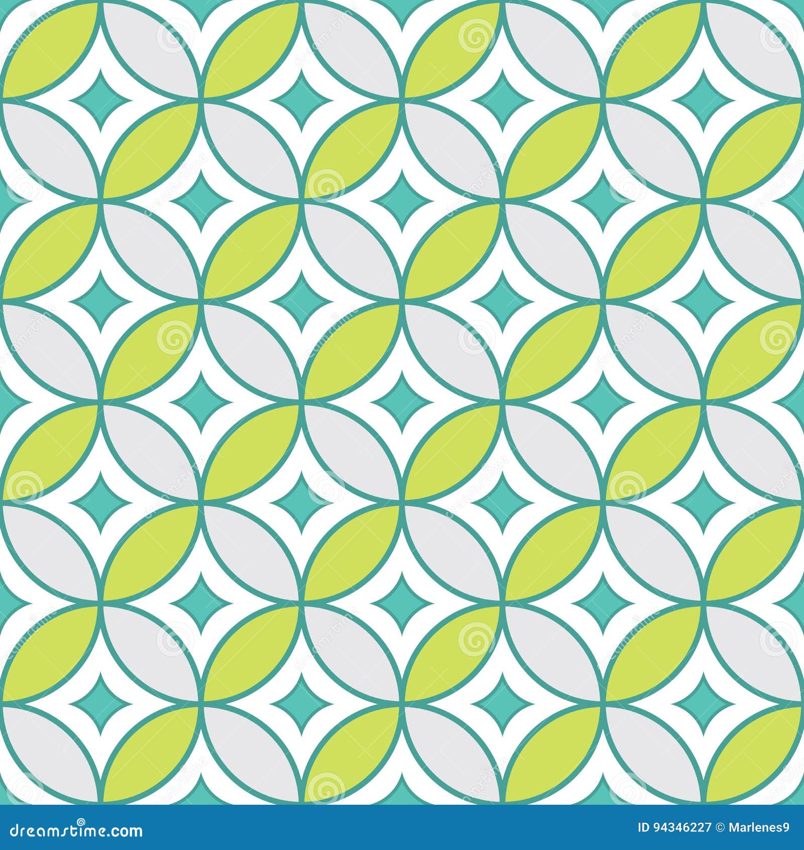 Abstract Geometric Seamless Pattern with Ornament in Teal and Lime ...