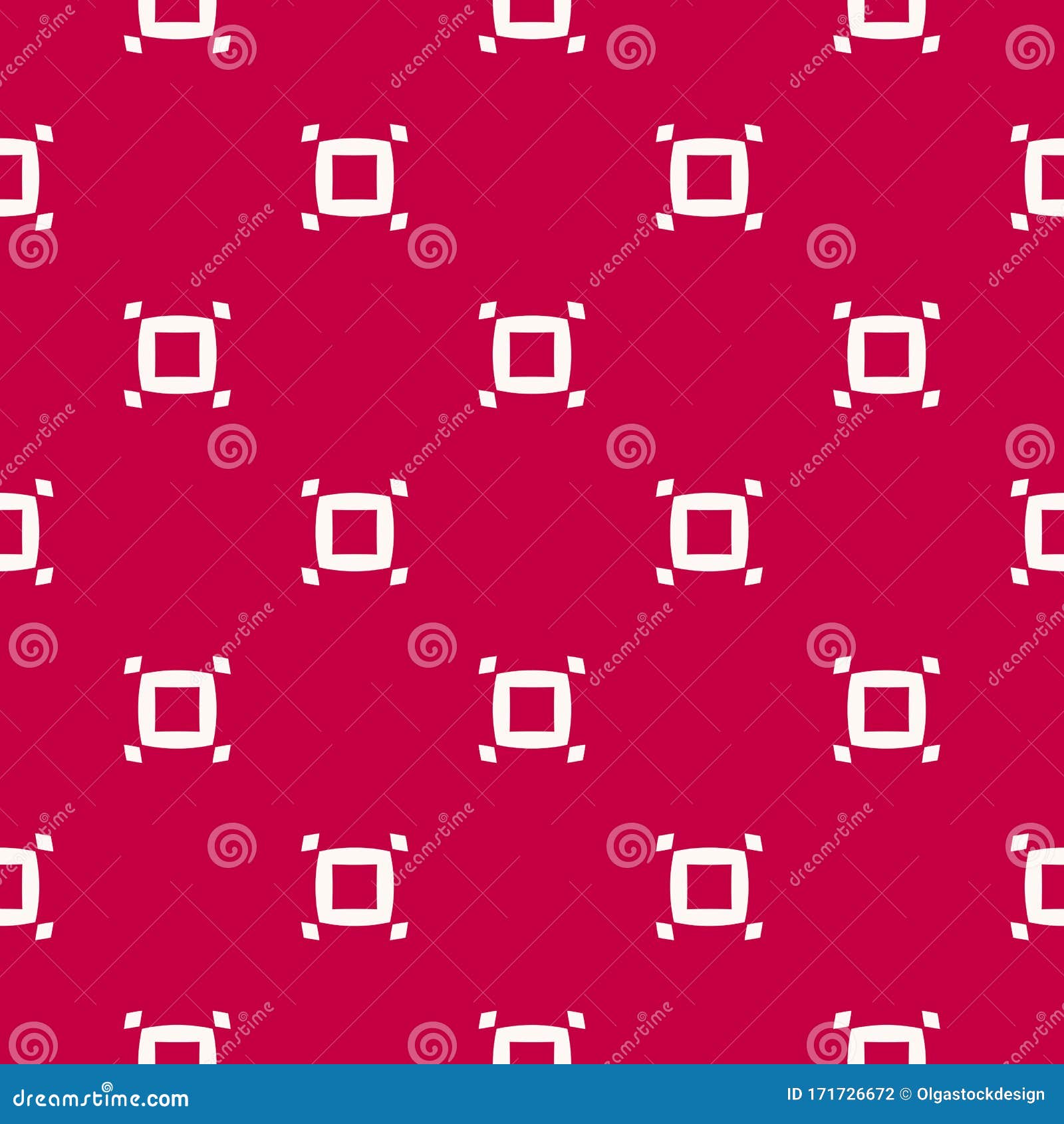 Abstract Geometric Seamless Pattern with Small Squares, Dots. Red and ...