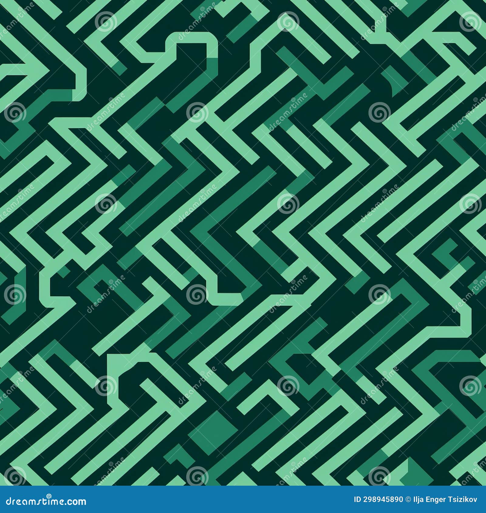 Abstract Geometric Seamless Pattern in Vibrant Shades of Green for ...
