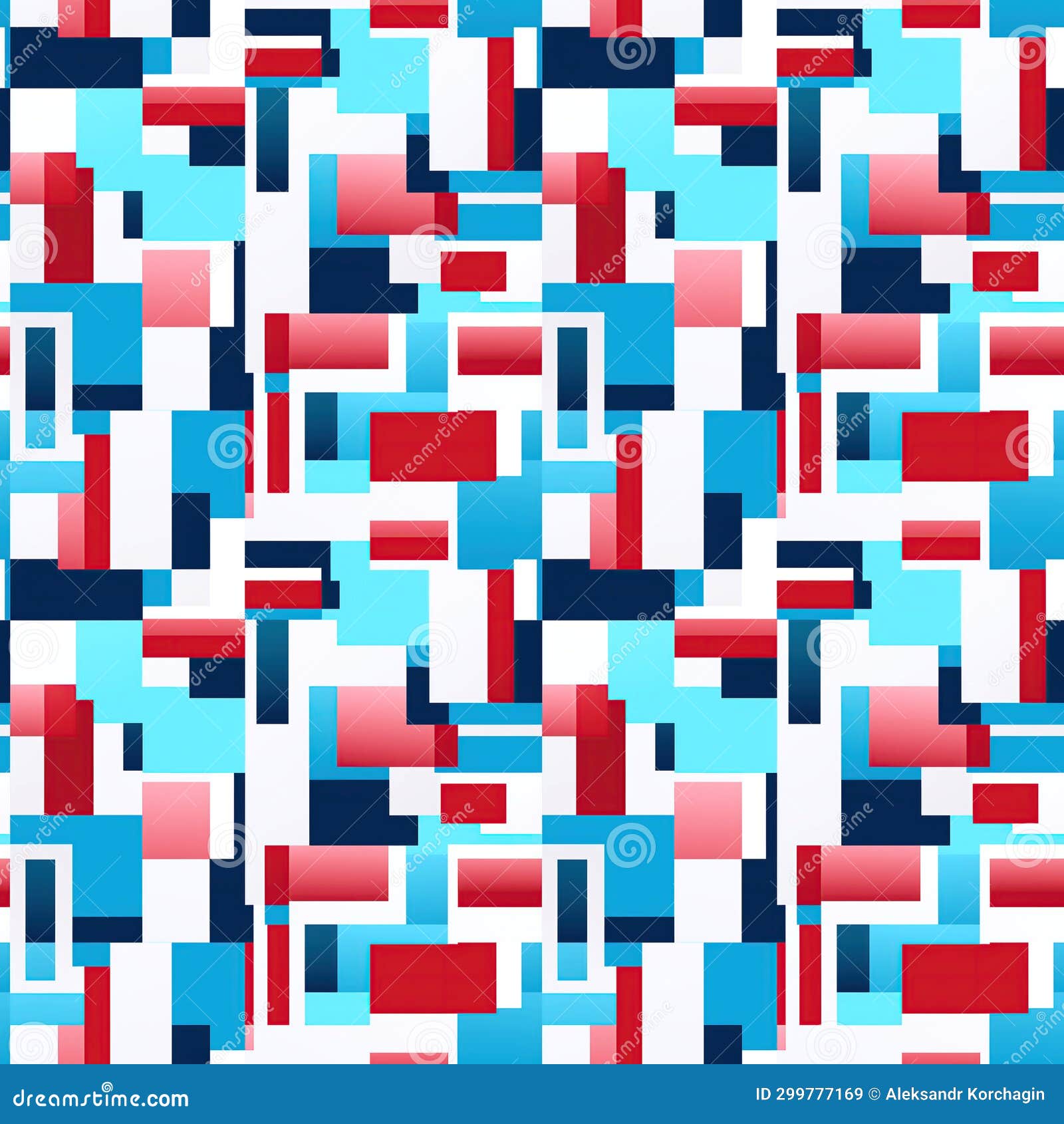 Abstract Geometric Seamless Red and Blue Pattern on White Background ...