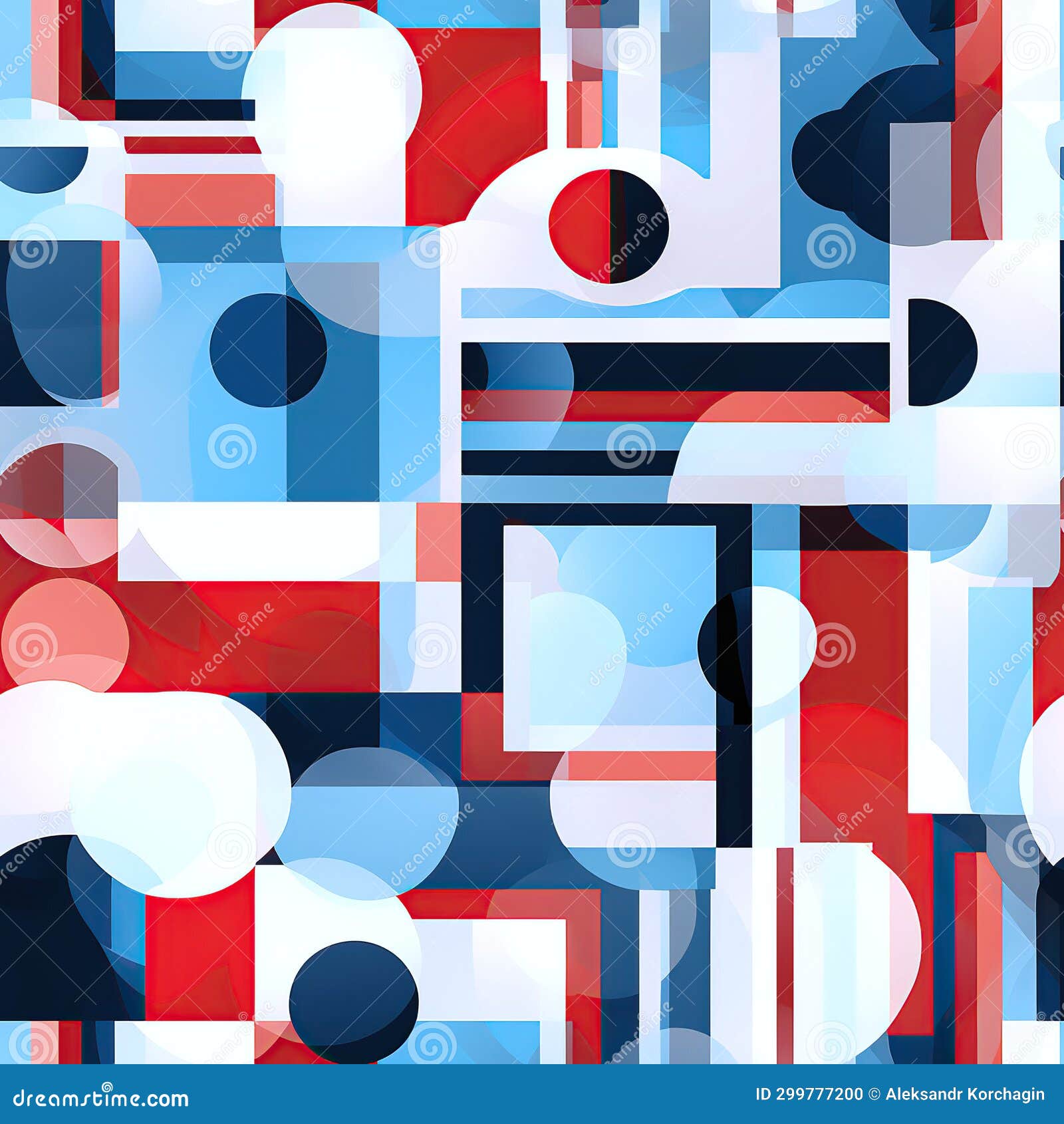 Abstract Geometric Seamless Red and Blue Pattern on White Background ...