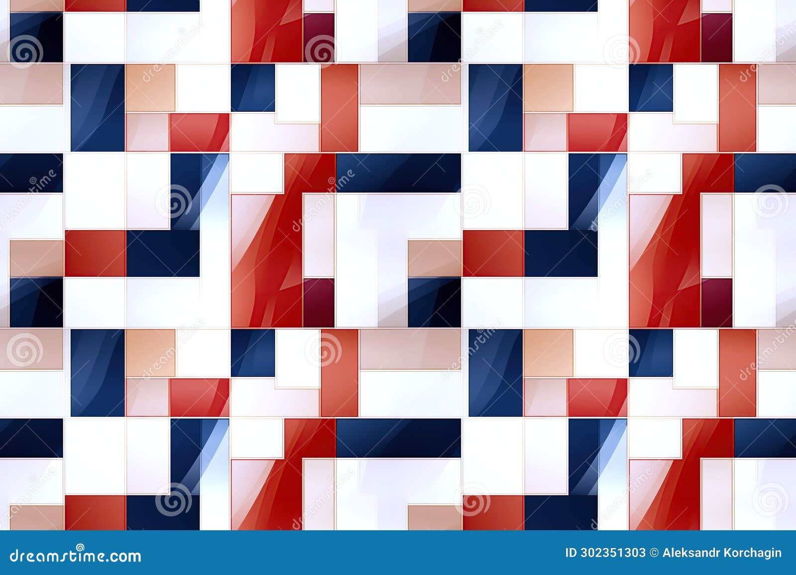 Abstract Geometric Seamless Red and Blue Pattern on White Background ...