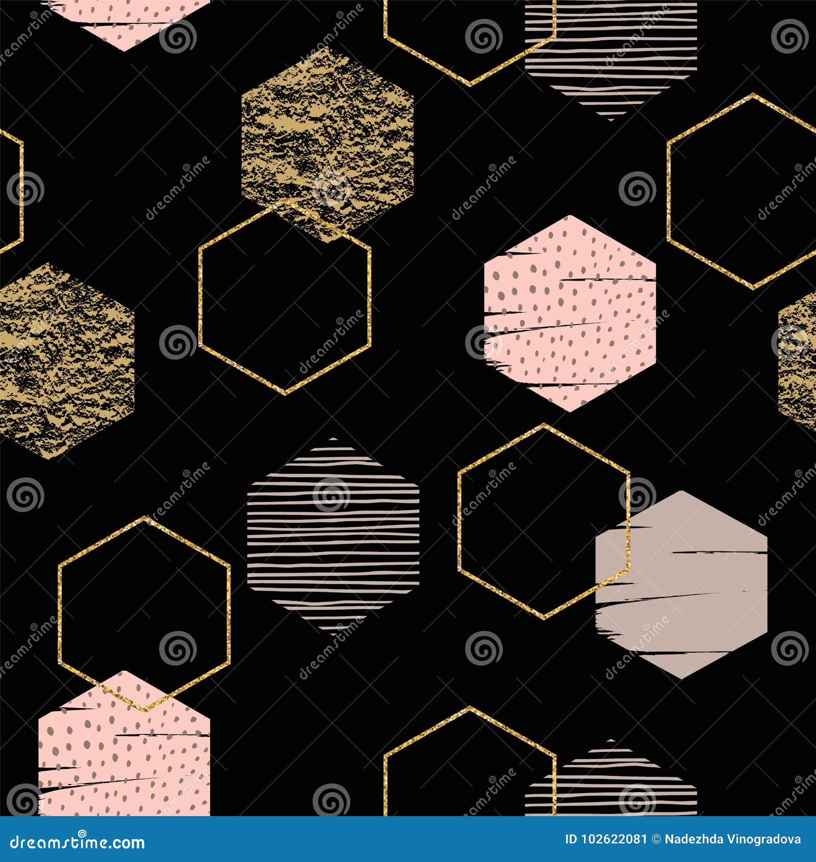 Abstract Geometric Seamless Repeat Pattern with Hexagons. Stock Vector ...