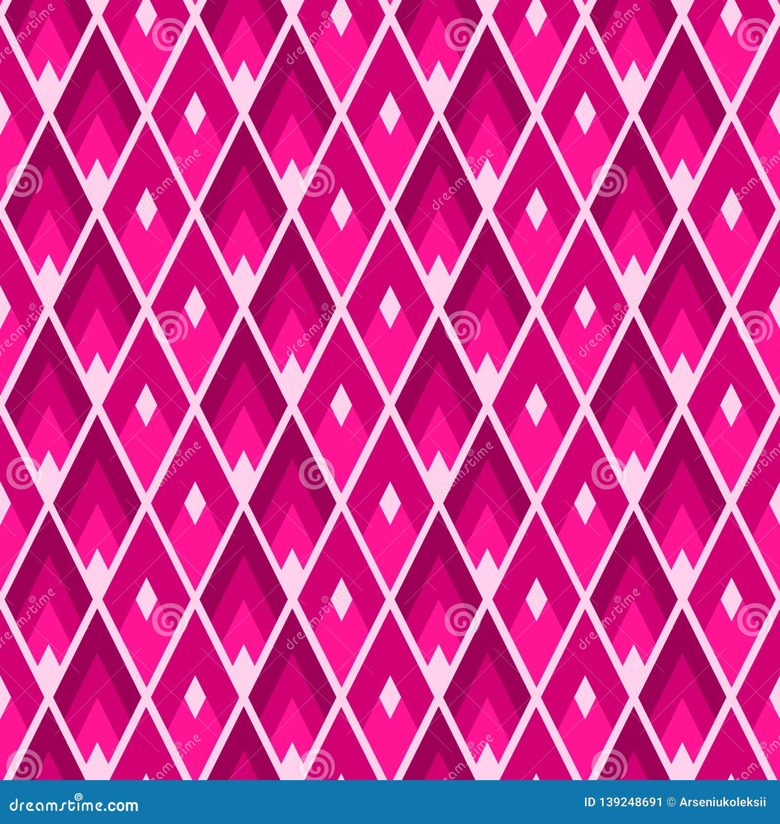 Abstract Geometric Seamless Tile Pattern with Pink Lozenges with Acute ...