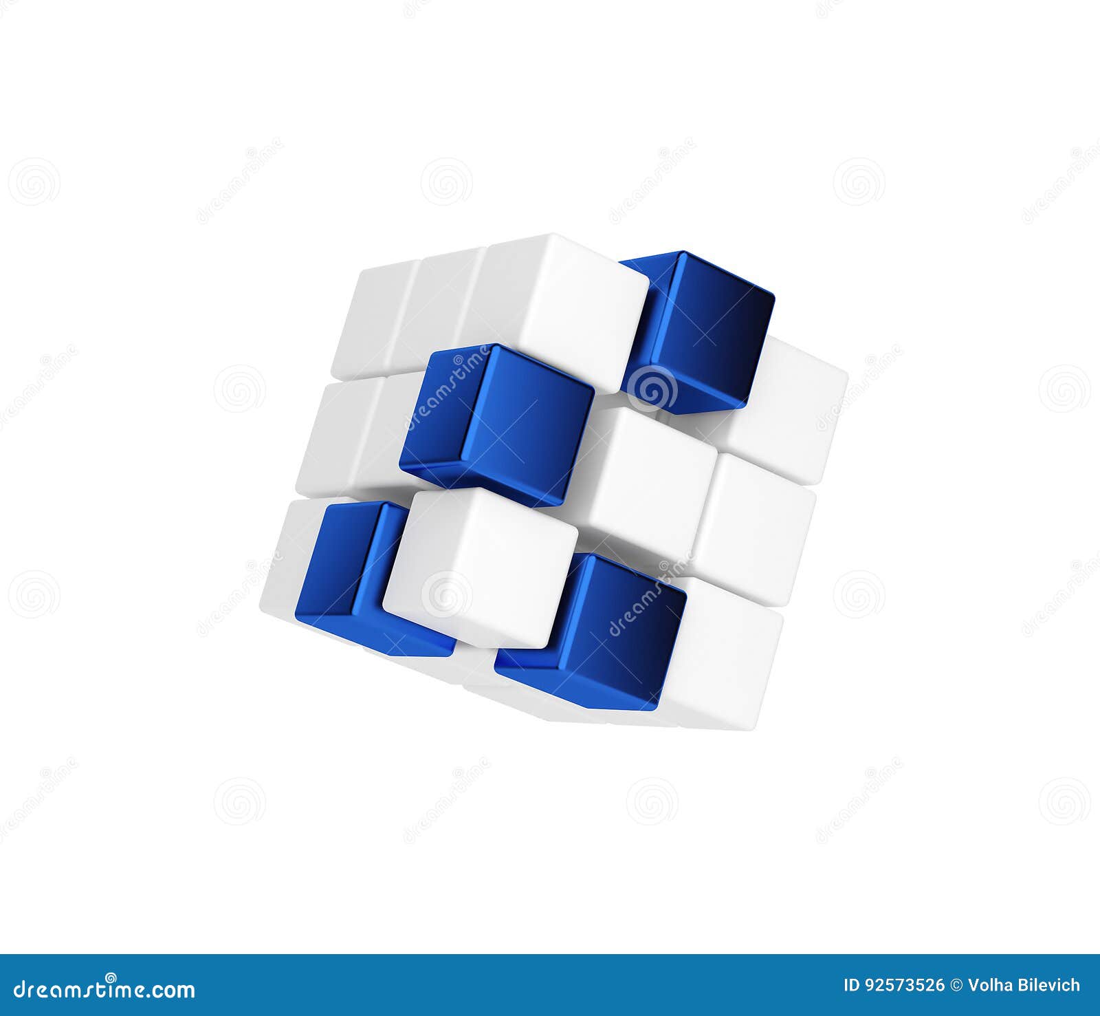 Abstract Geometric Shape from Blue and White Cubes. 3d Render Stock ...