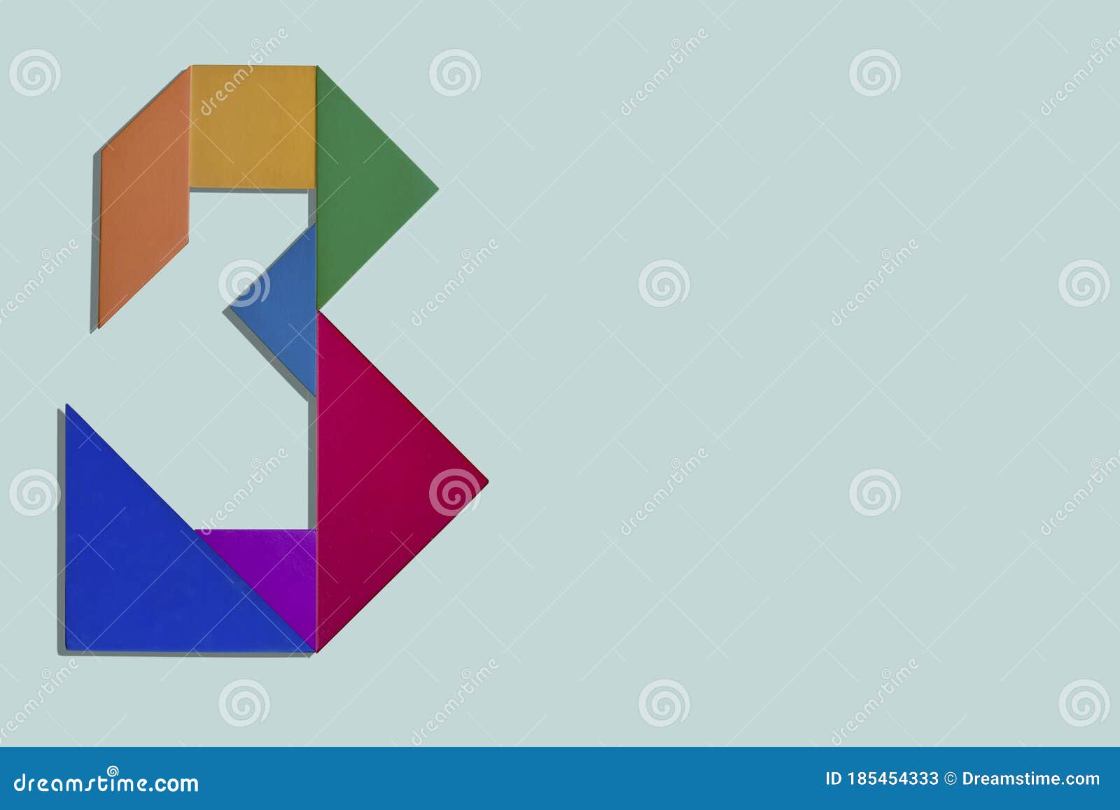 Abstract Geometric Shape - Number Three Stock Image - Image of orange ...