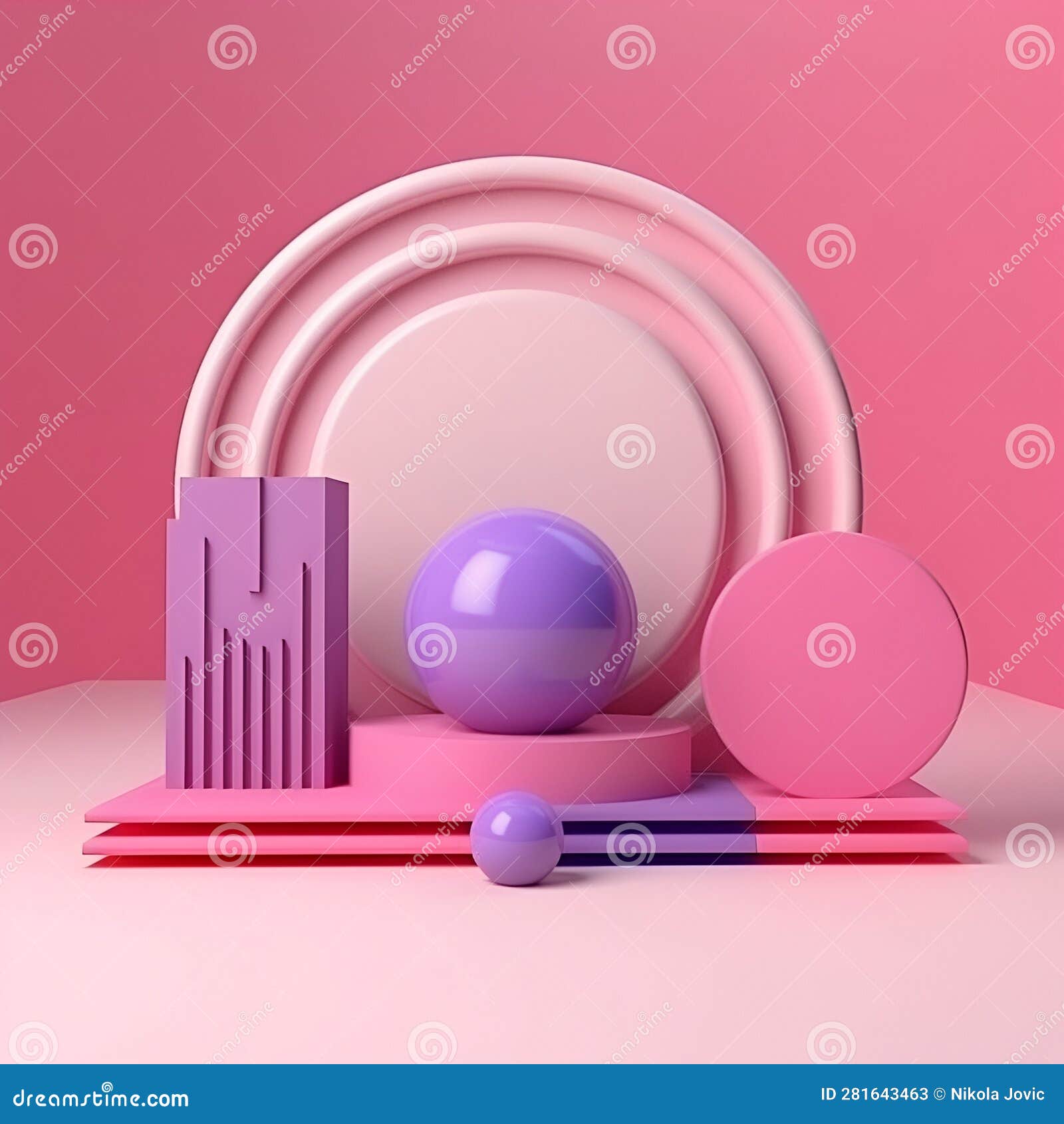 Abstract Geometric Shape Scene. 3d Rendering. Front View Stock ...