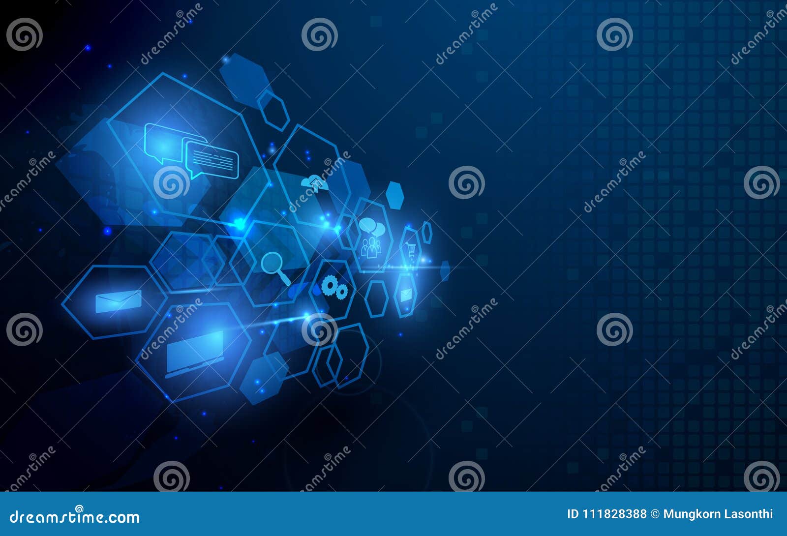Abstract Geometric Shape Technology and Social Communications Concept ...