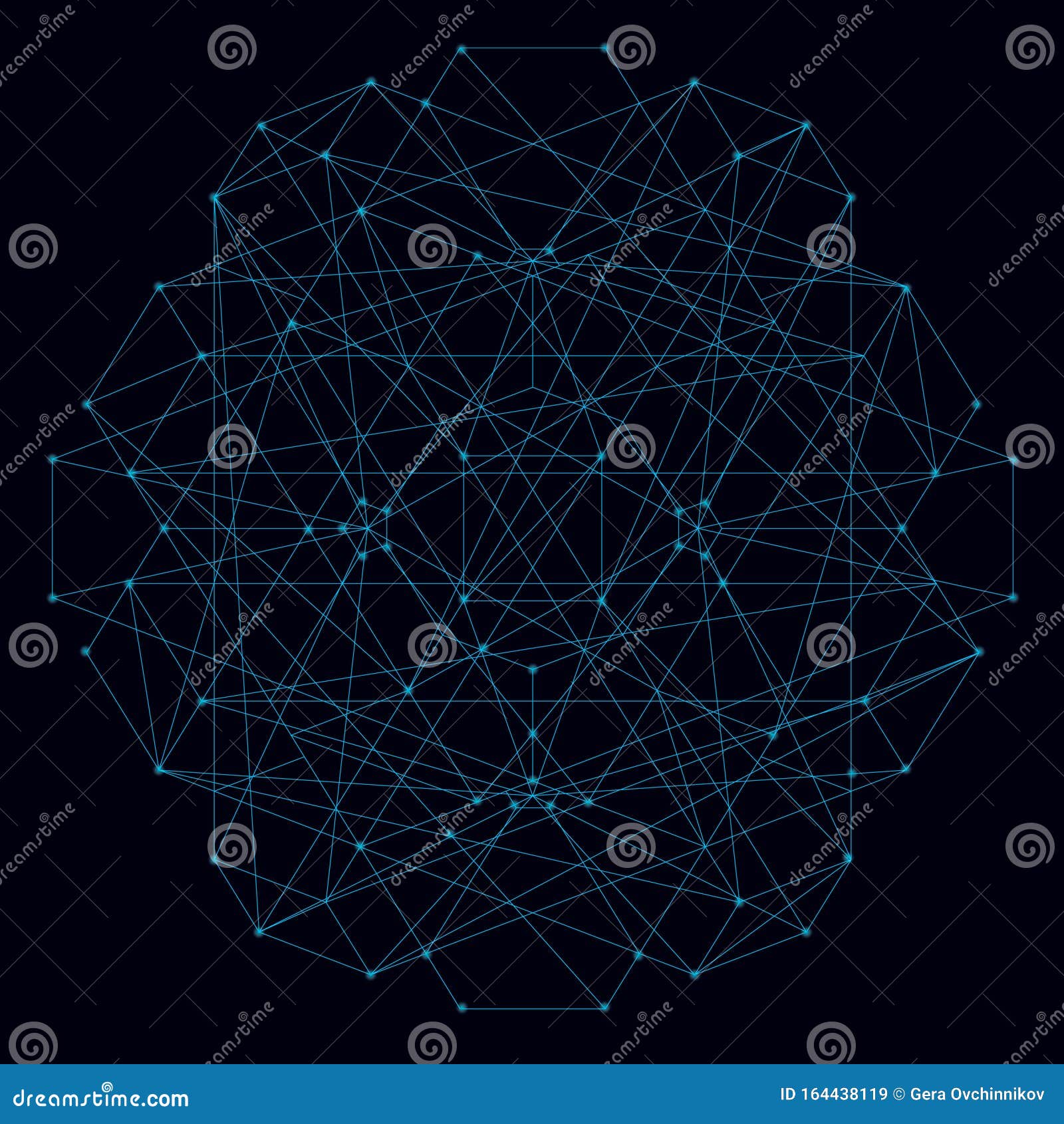 Abstract Geometric Shape of Their Blue Lines on a Dark Background with ...
