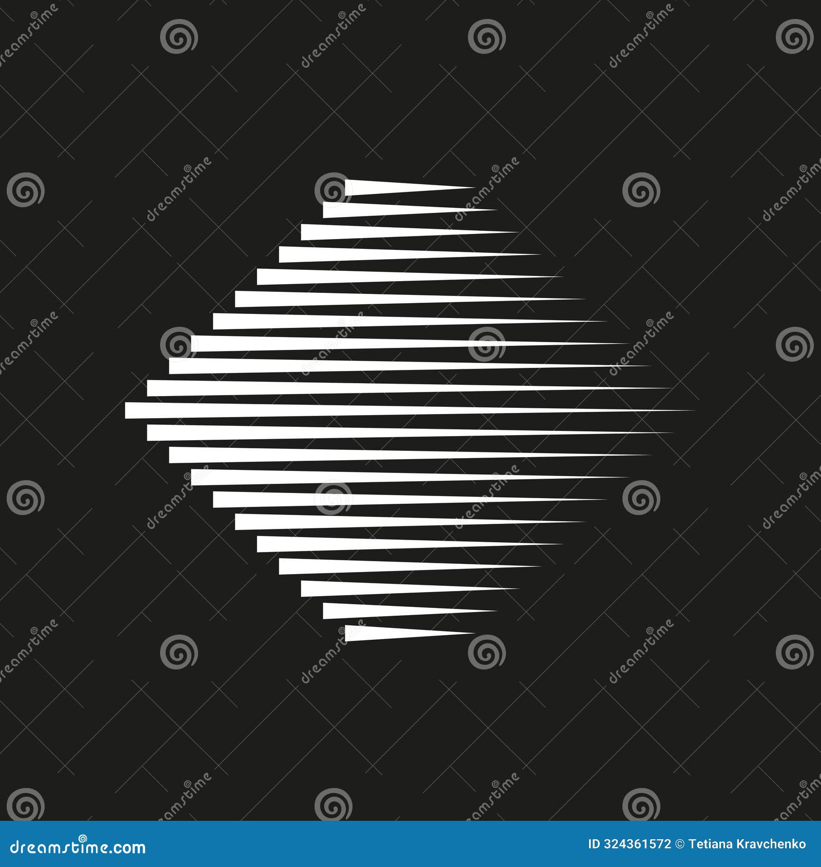 Abstract Geometric Shape. White Lines on Black. Modern Vector Design. Minimalist Optical ...
