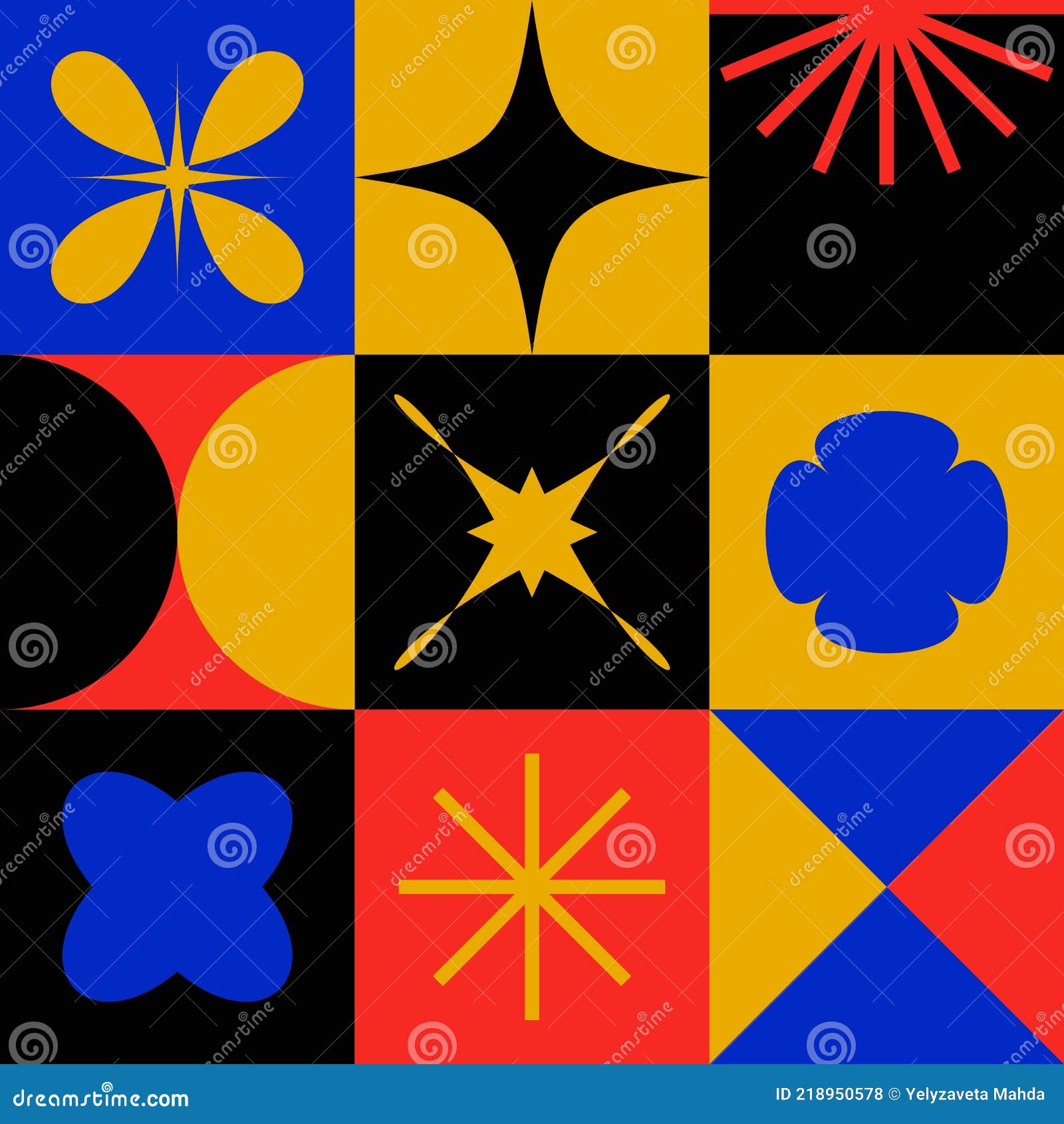 Abstract Geometric Shapes. Basic Primitive Bauhaus Blocks, Simple Tile ...