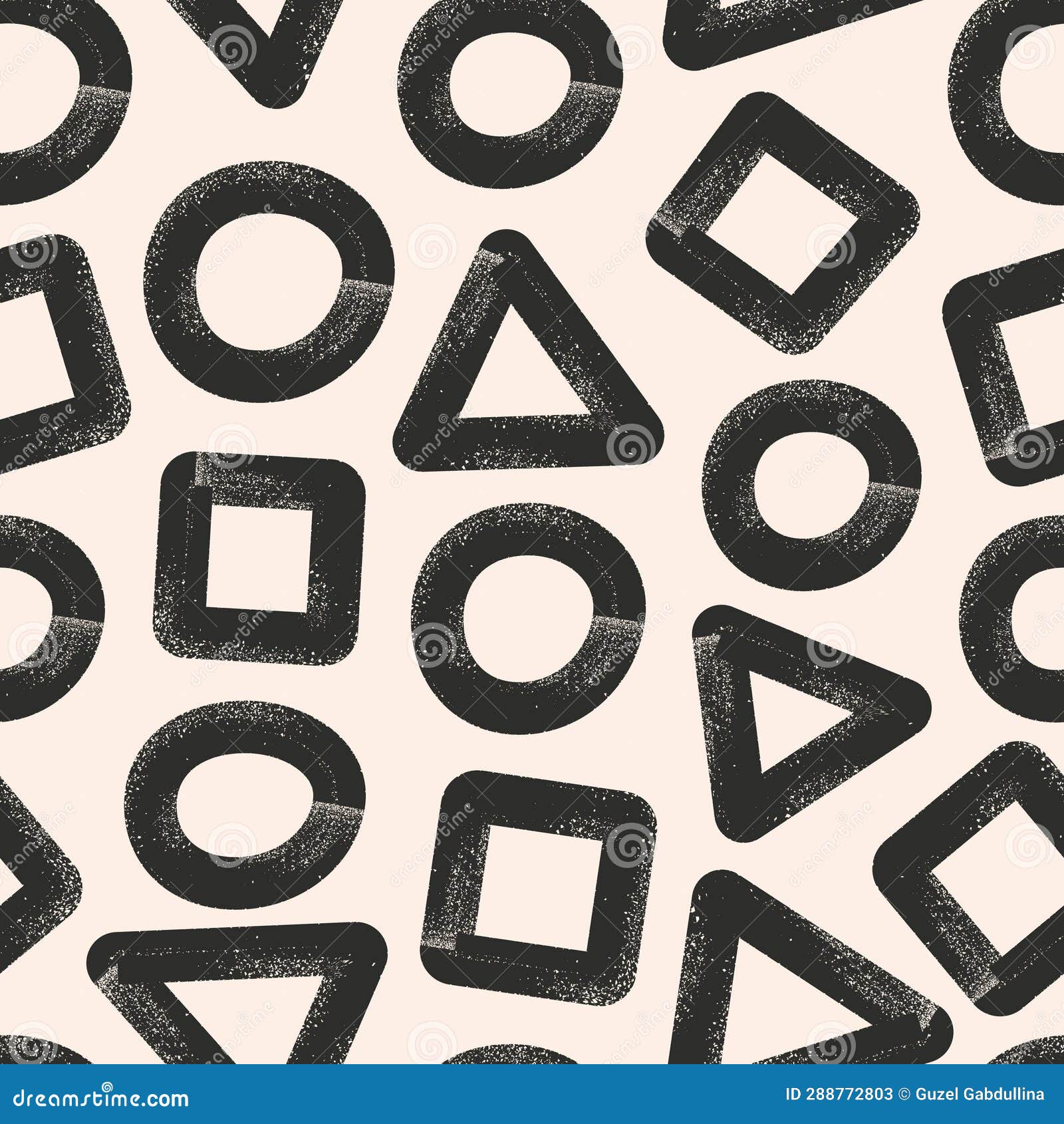 Abstract Geometric Shapes on Beidge Background. Black Bold Inc Brush ...