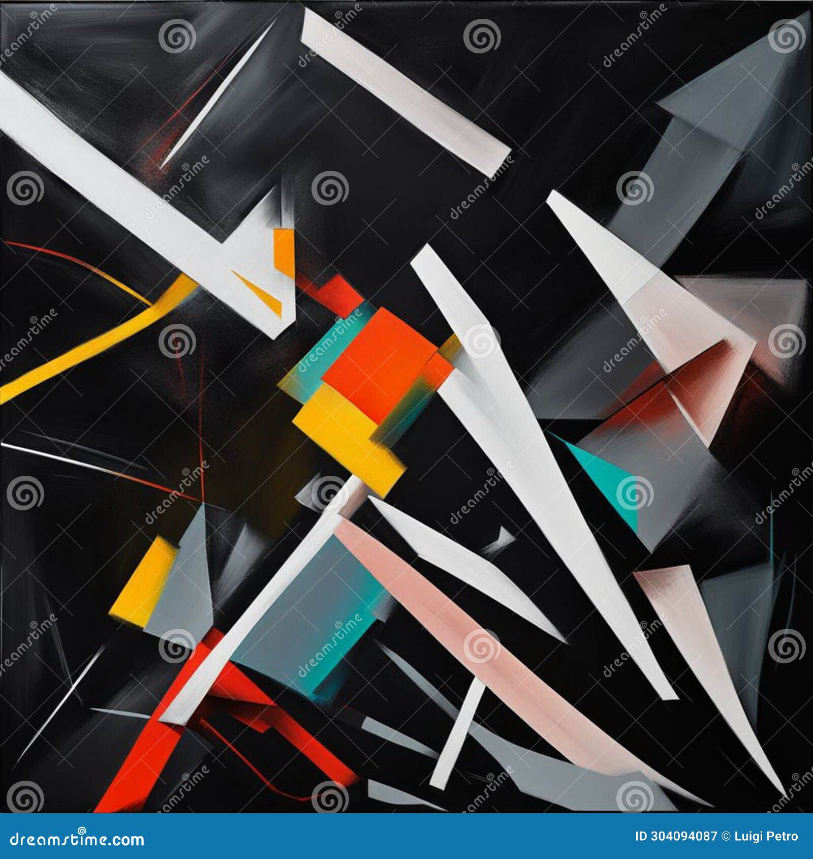 Abstract Geometric Shapes on Black Background. Stock Illustration ...