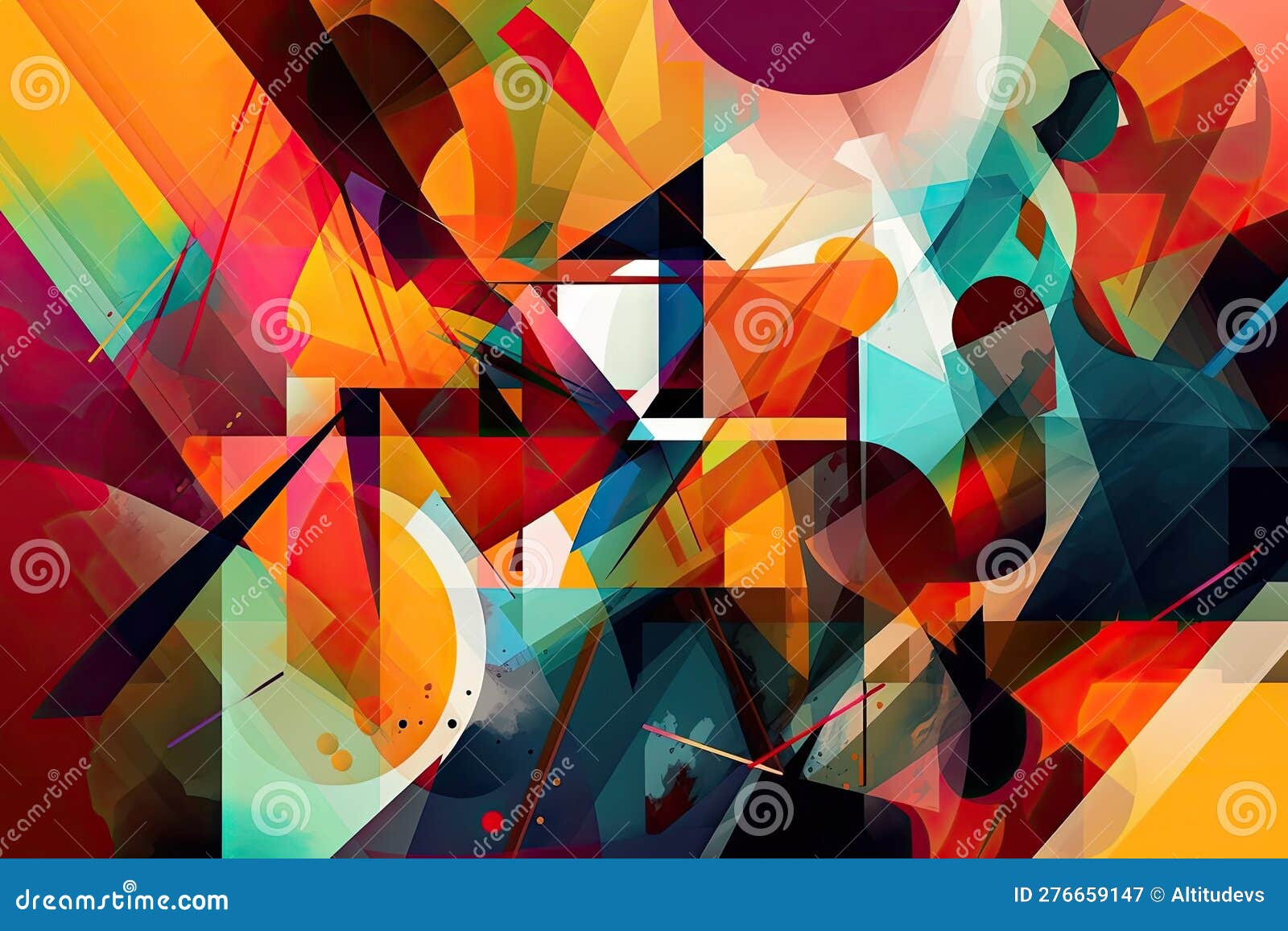 Abstract Geometric Shapes and Colors Create a Visually Captivating Work ...
