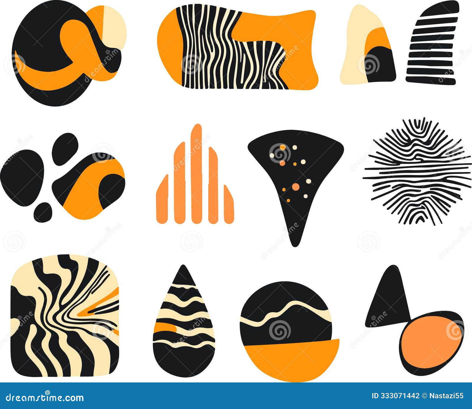 Abstract Geometric Shapes in Colors and Patterns Stock Illustration ...