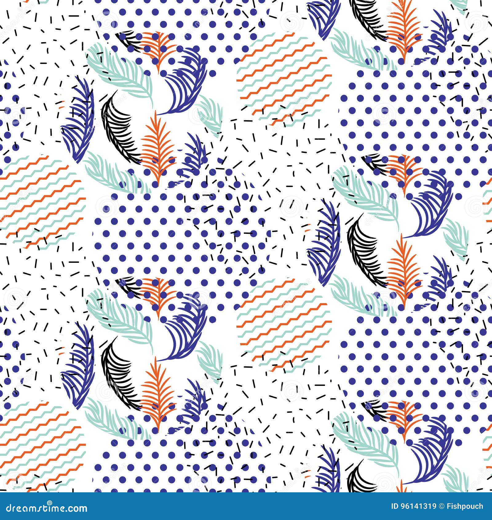 Abstract Geometric Shapes Dotted and Striped Leaves Circles Vector ...