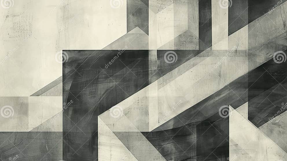 Abstract Geometric Shapes with a Grayscale Texture Background Stock ...