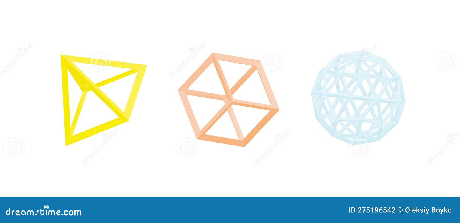 Abstract Geometric Shapes in Isolated Background, 3d Rendering. Pastel ...