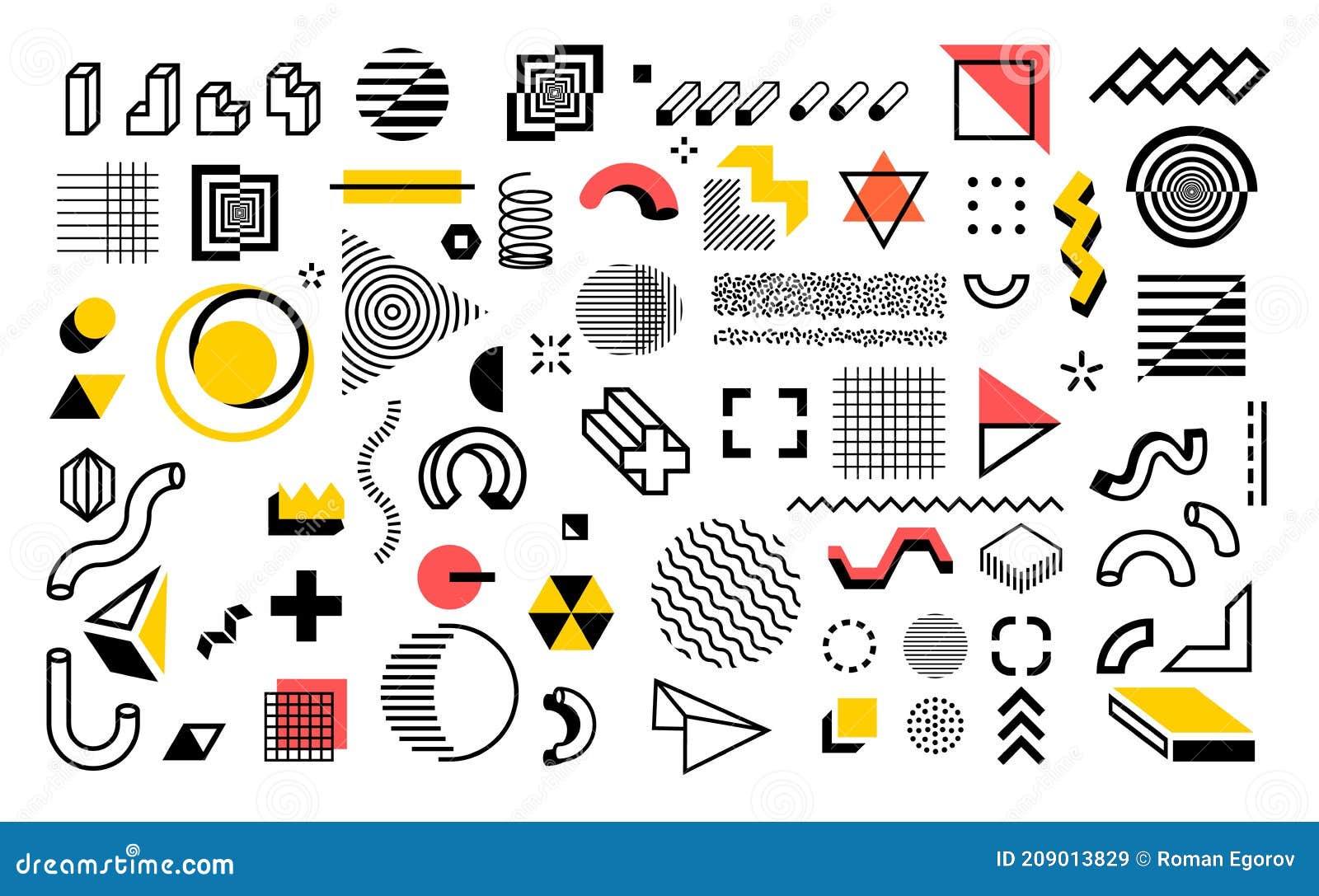 Abstract Geometric Shapes. Modern Line Memphis Elements. Decorative ...