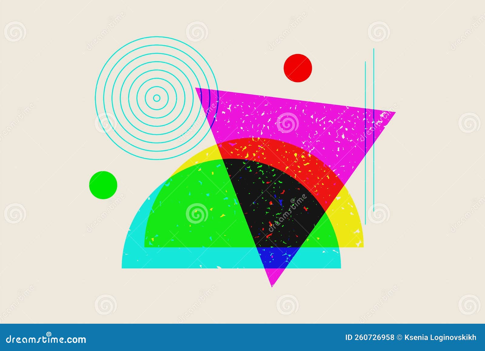 Abstract Geometric Shapes Risograph Texture Vector Stock Illustration ...