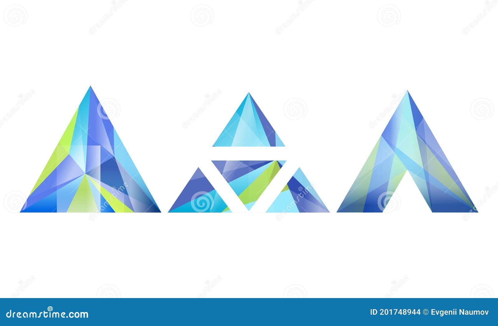 Abstract Geometric Shapes Set, Faceted Crystal Triangular Gems Web ...