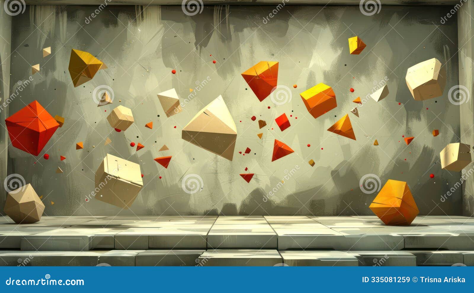 Abstract Geometric Shapes in a Stylized Environment with a Textured ...