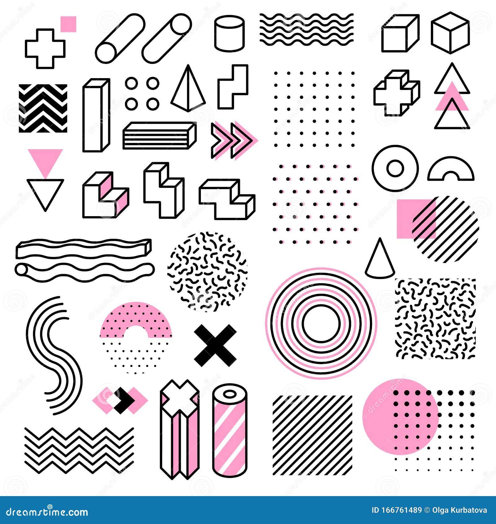 Abstract Geometric Shapes. Universal Trend Memphis Style Graphic ...