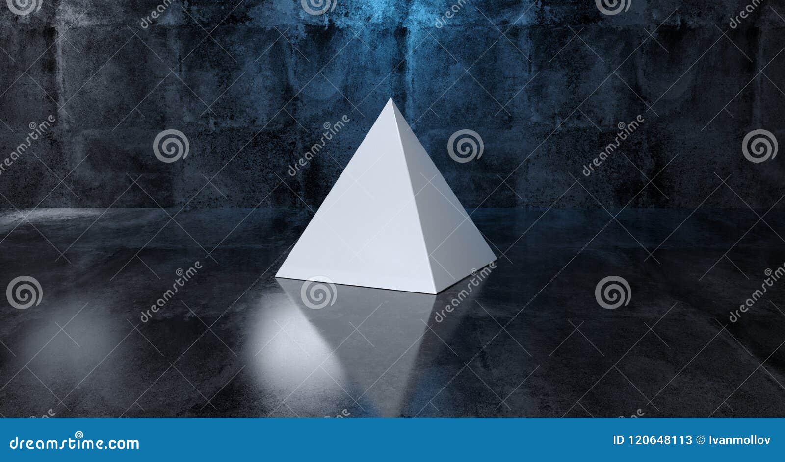 Abstract Geometric Simple Primitive Shape White Pyramid in Realistic ...