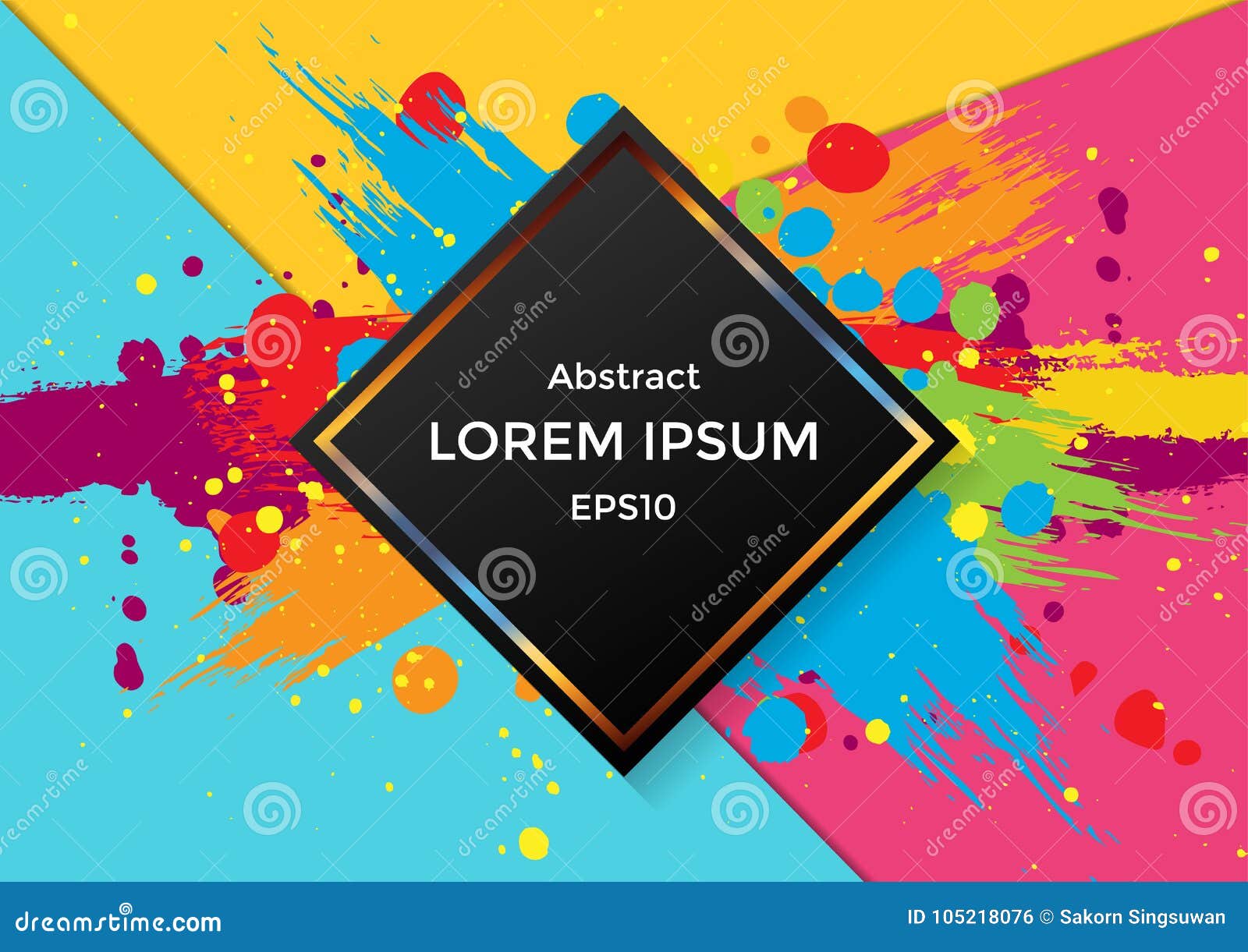 Abstract Geometric with Splatter Color and Shape Design Stock Vector ...