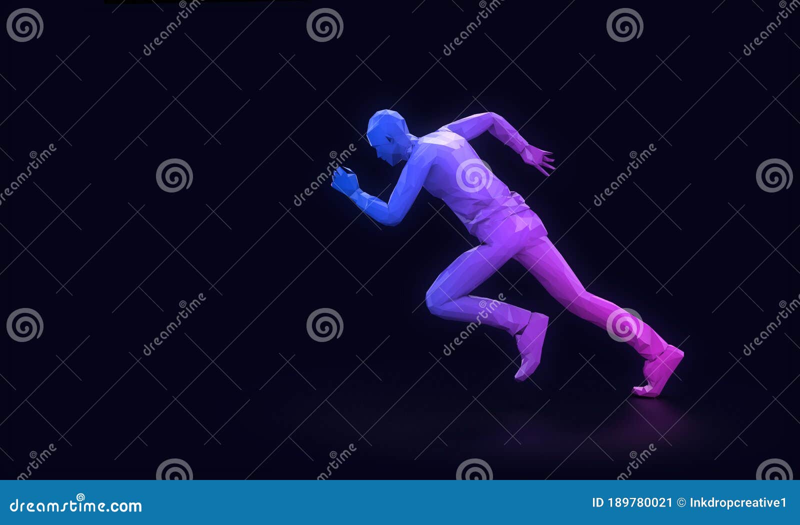 Abstract Geometric Sprinting Running Man 3D Rendering Stock ...