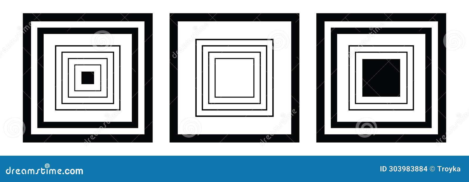 Abstract Geometric Square Black and White Design Elements Set Stock ...