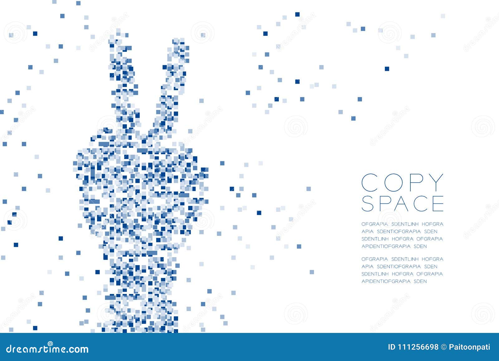 Abstract Geometric Square Box Pattern Victory Hand Shape, Sign Language ...