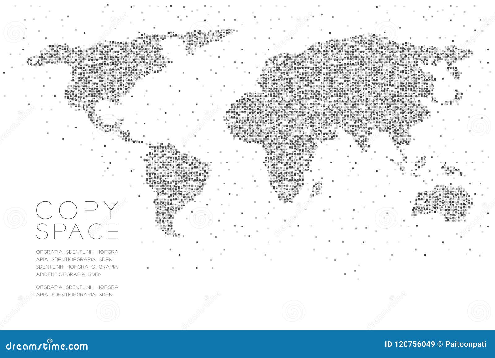 Abstract Geometric Square Box Pixel Pattern World Map Shape Concept ...