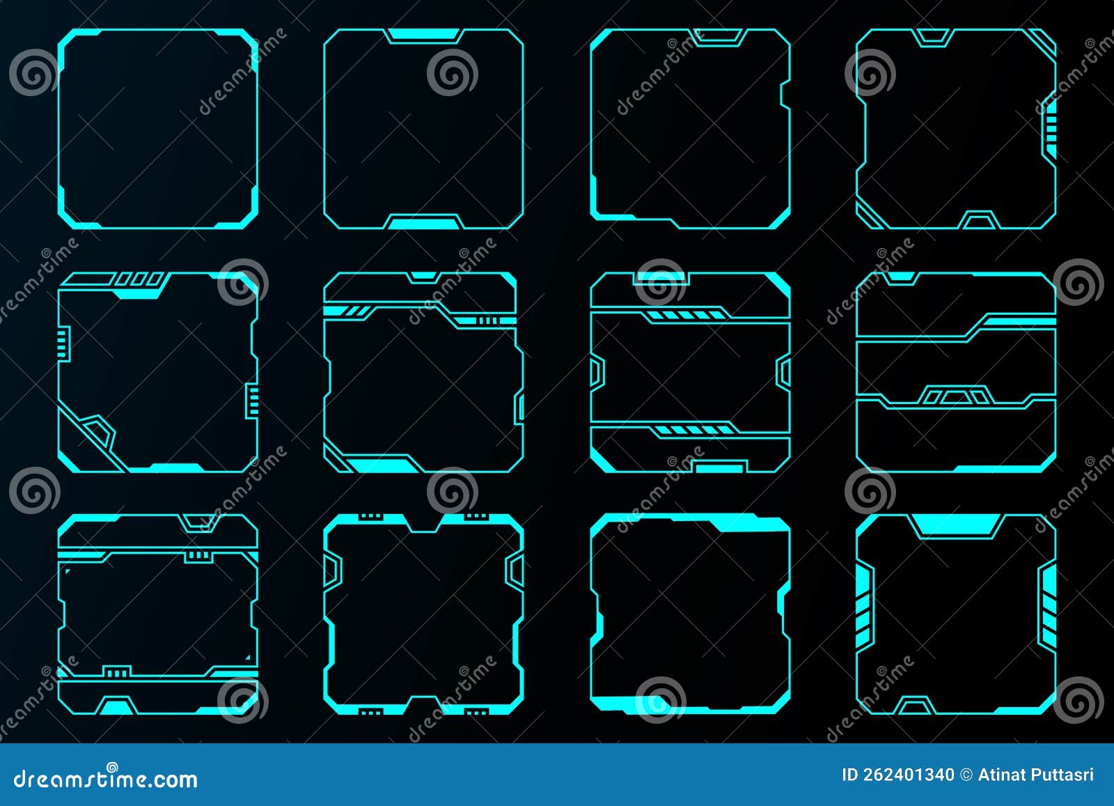 Abstract Geometric Square Frame Set Modern Technology Futuristic ...