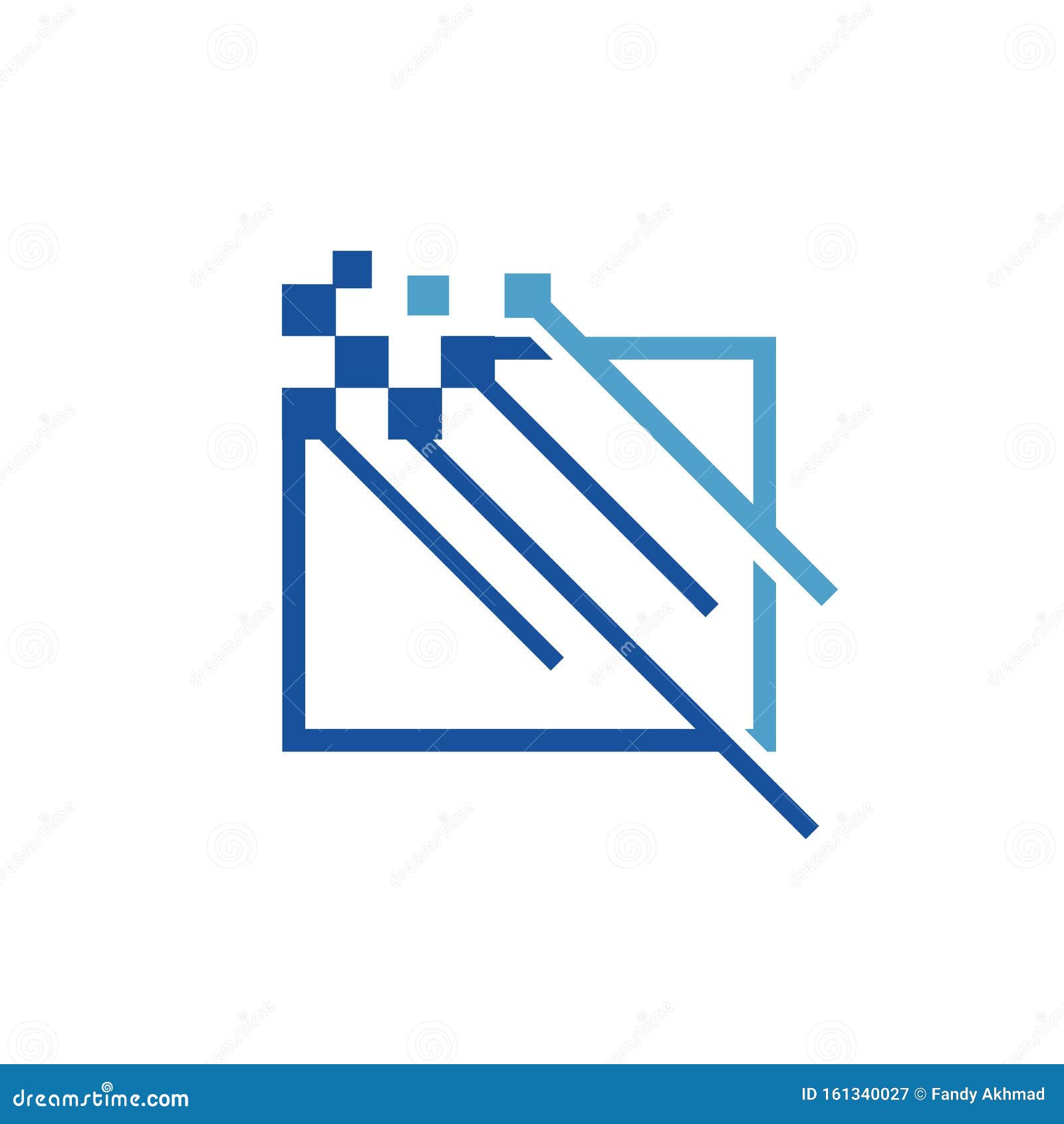 Abstract Geometric Stacked Shape Digital Square Logo Design Element ...