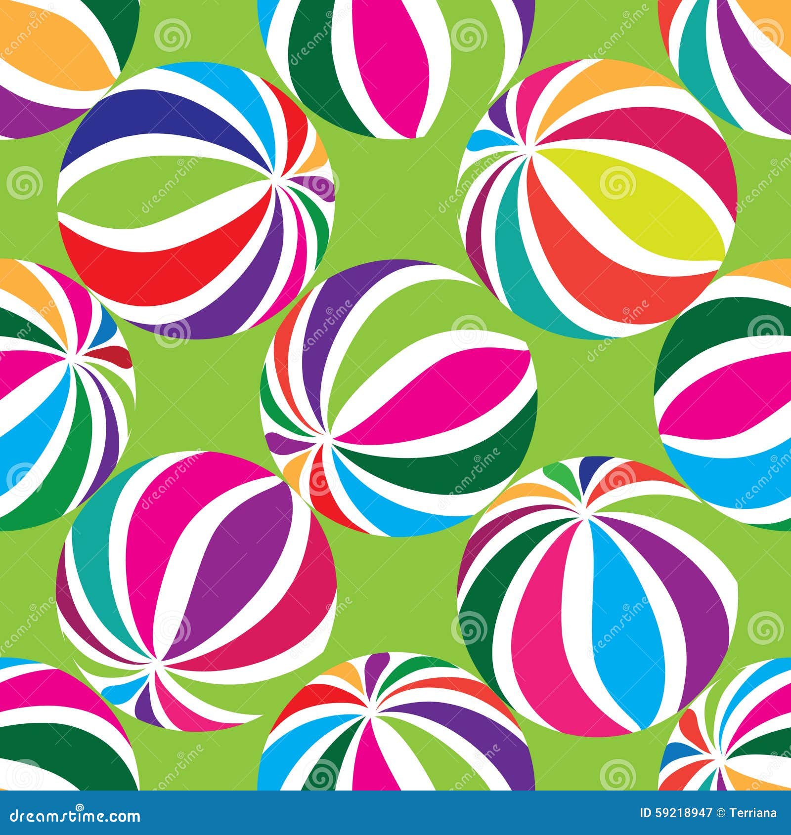 Abstract Geometric Striped Balls Seamless Pattern. Stock Illustration ...