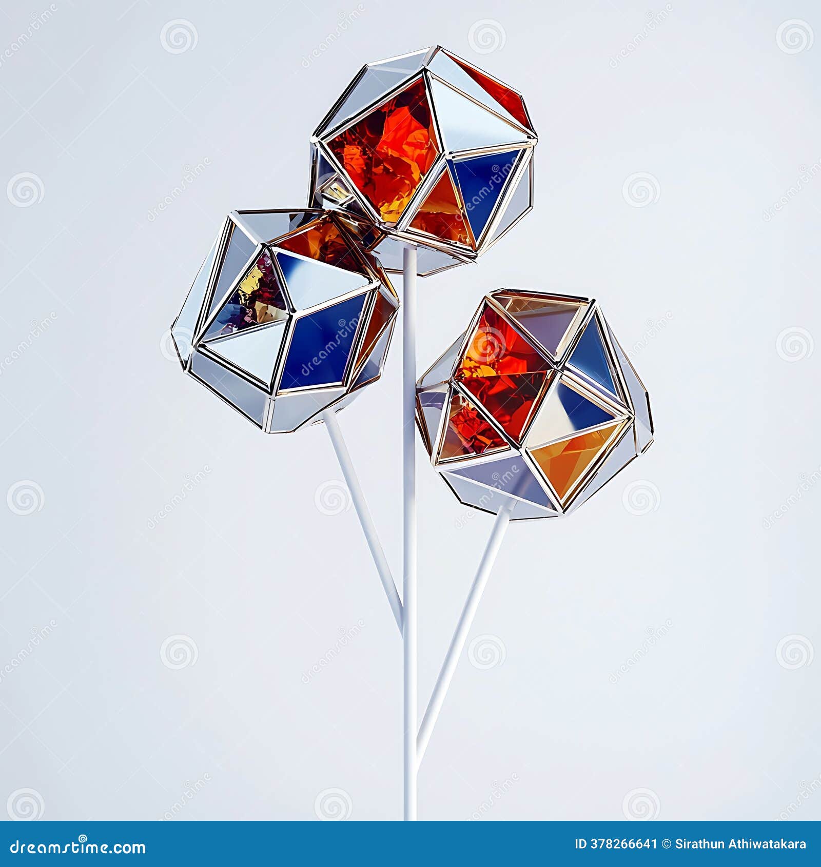 Three Multifaceted Gems, Displaying A Rainbow Of Colors, Are Isolated ...