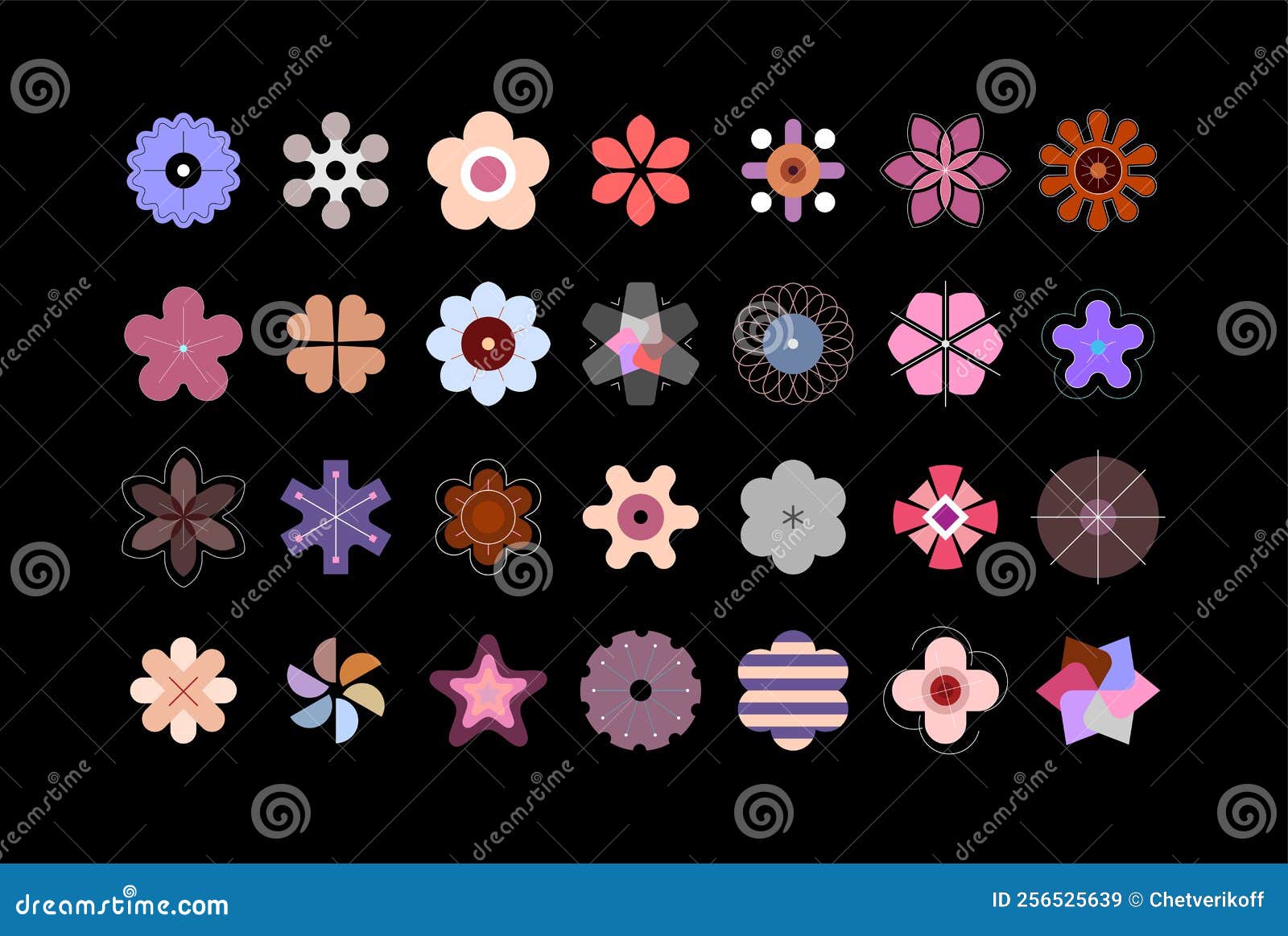 Abstract Geometric Style Flowers Stock Vector - Illustration of logo ...