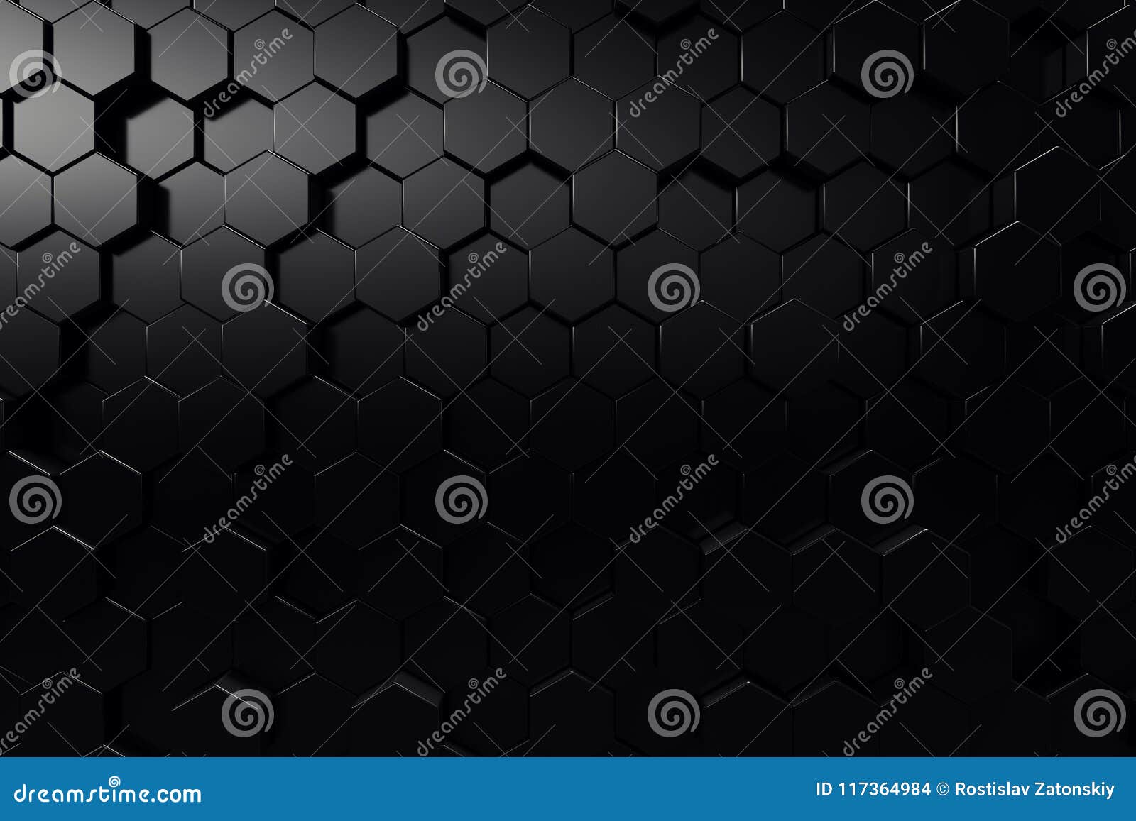 Abstract Geometric Surface. Hexagonal Black Background. 3D Rendering ...